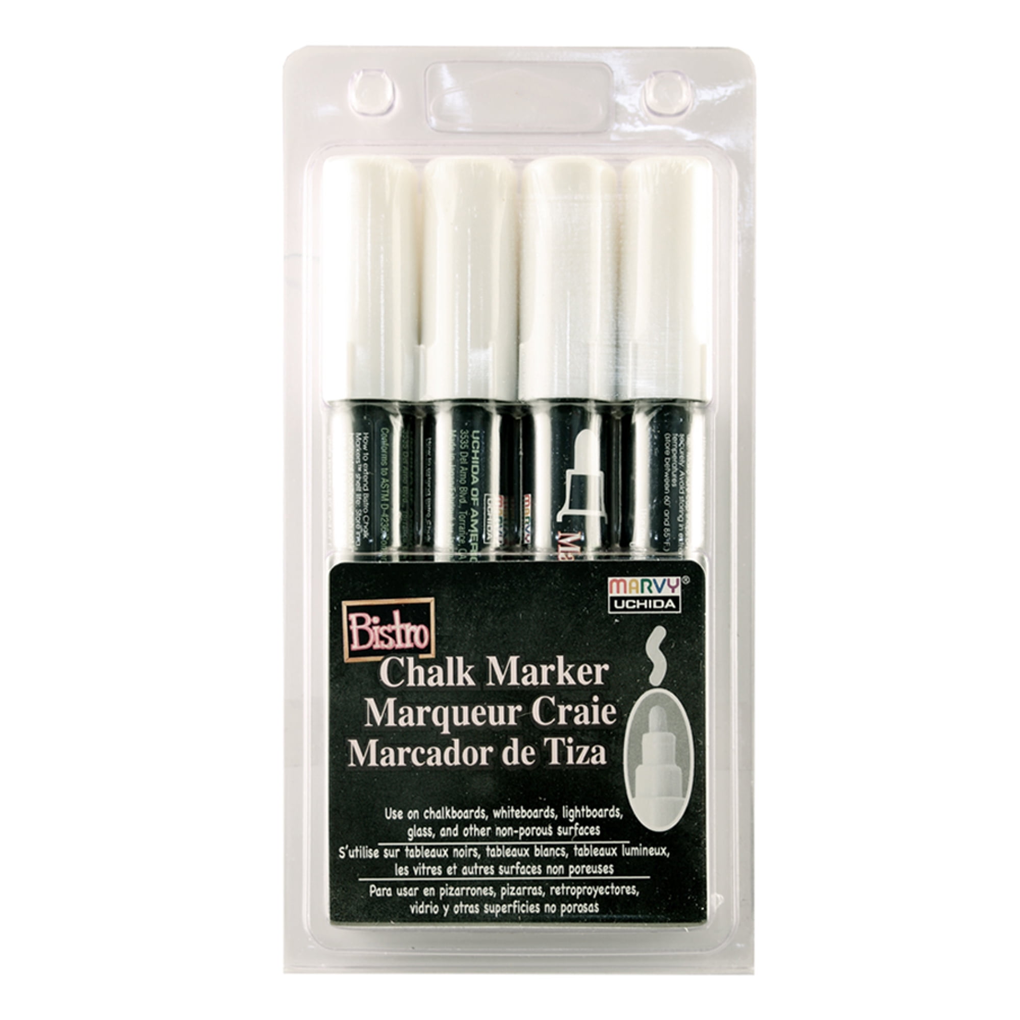 Marvy Uchida Bistro Chalk Marker Broad Set/4 White - Walmart.com