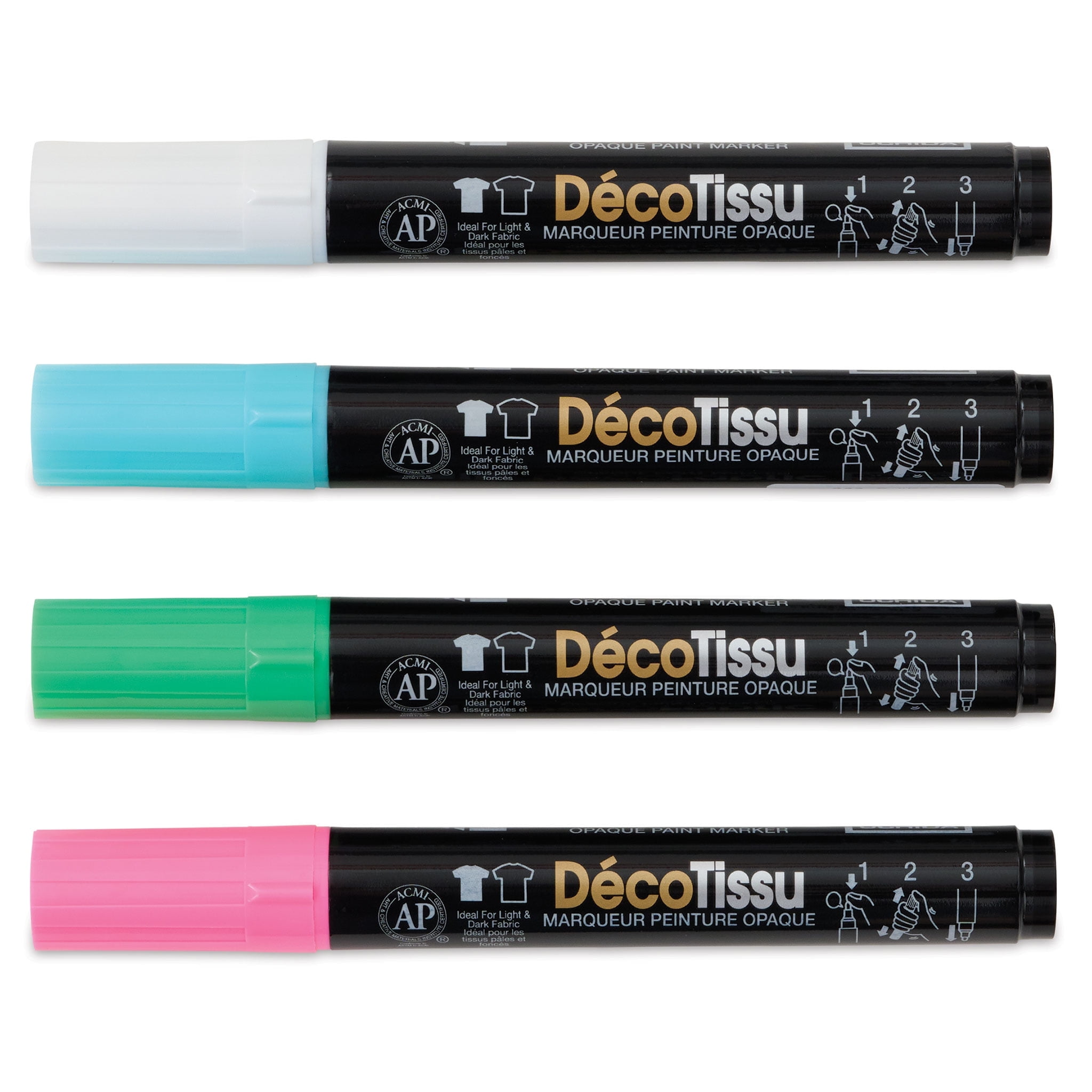 Marvy Uchida DecoFabric Opaque Paint Markers - Fluorescent Colors, Set ...