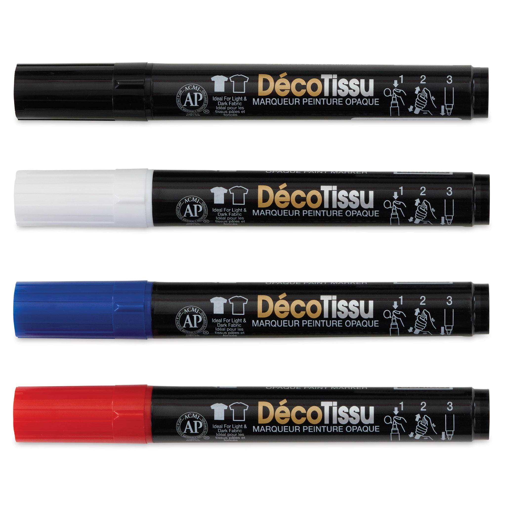 Marvy Uchida DecoFabric Opaque Paint Markers - Primary Colors, Set of 4 ...