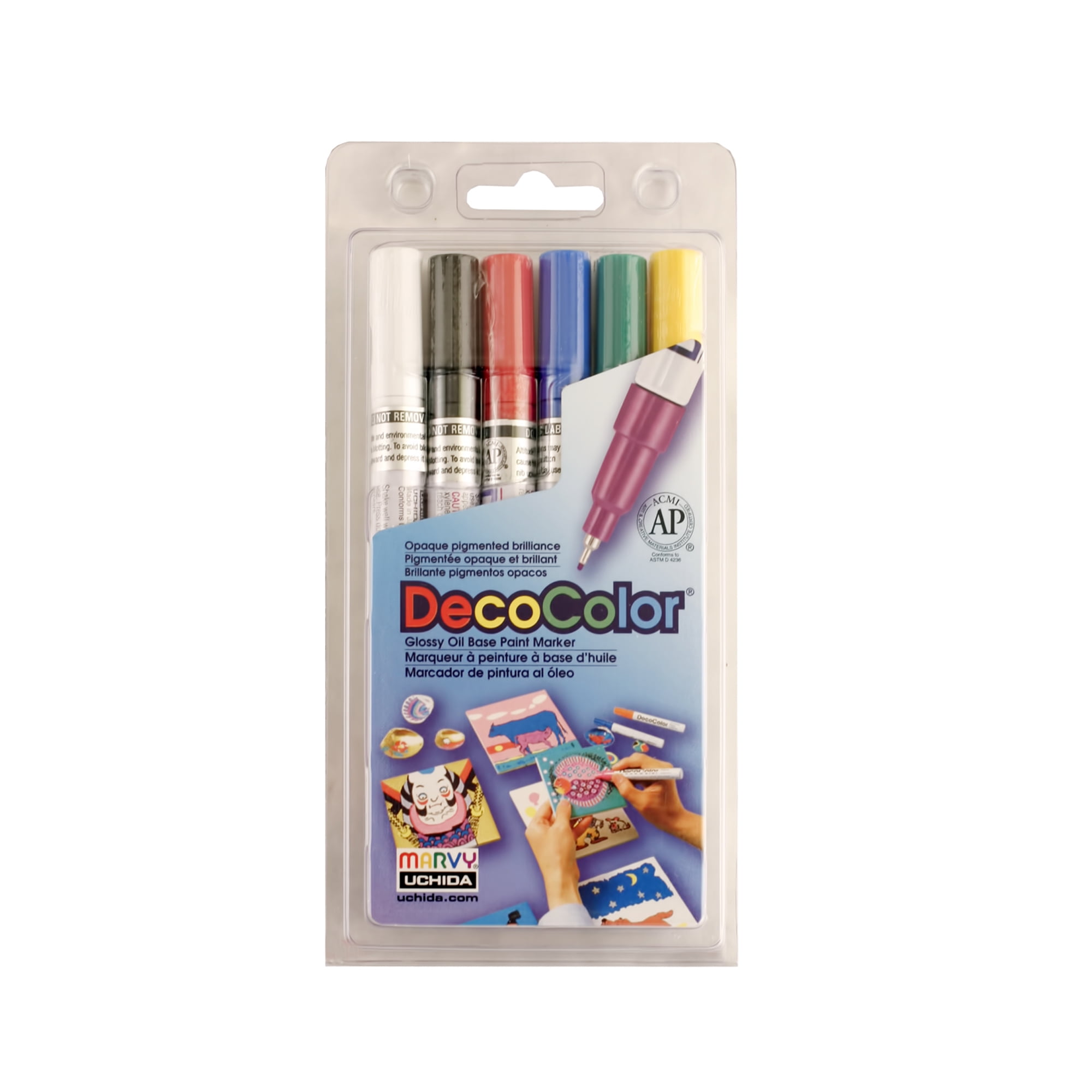 Marvy Uchida Decocolor Extra Fine Point Set Of 6 Primary - Walmart.com