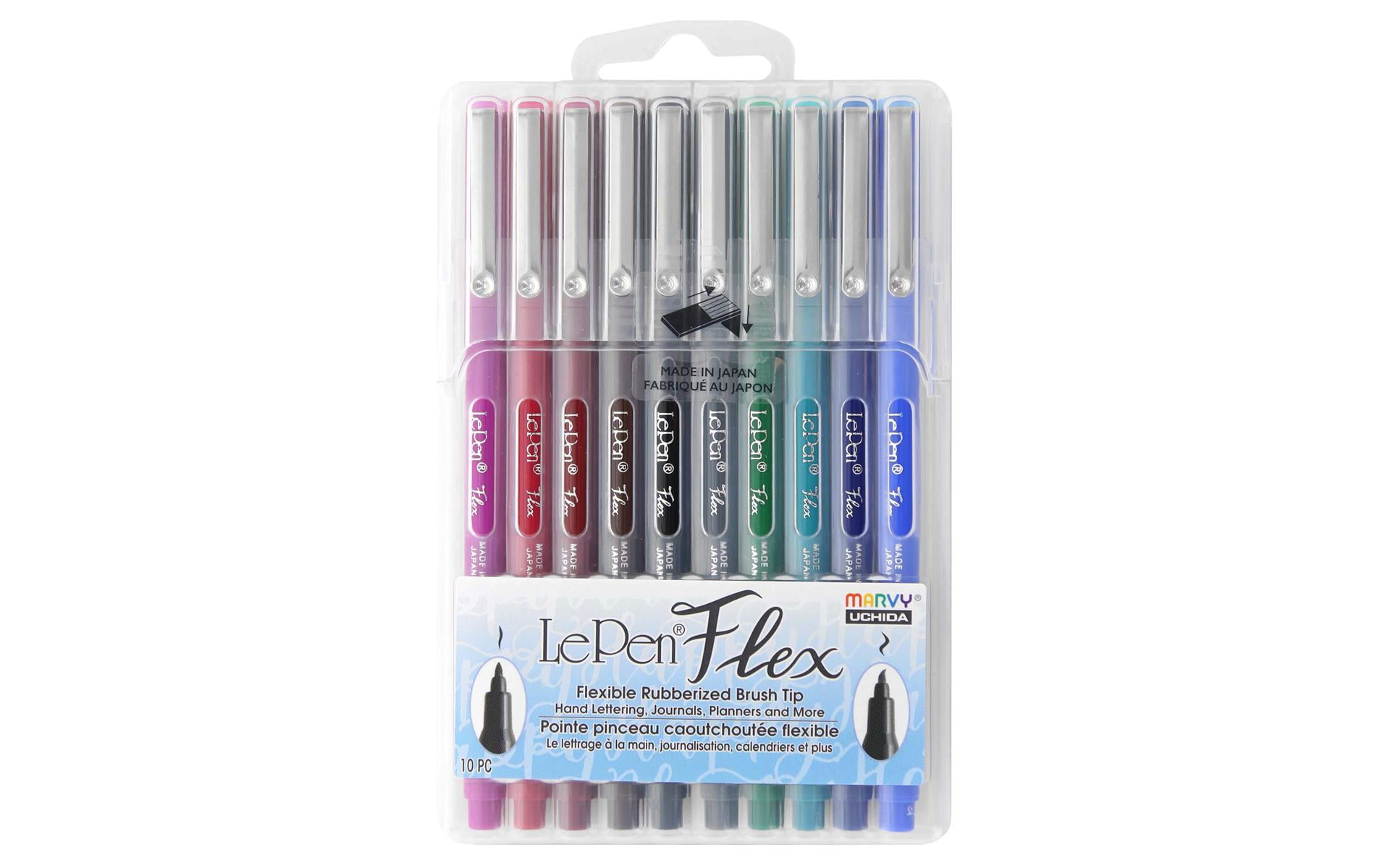 Marvy Uchida LePen Flex Marker, Brush Tip, Primary, 10 Colors - Walmart.com