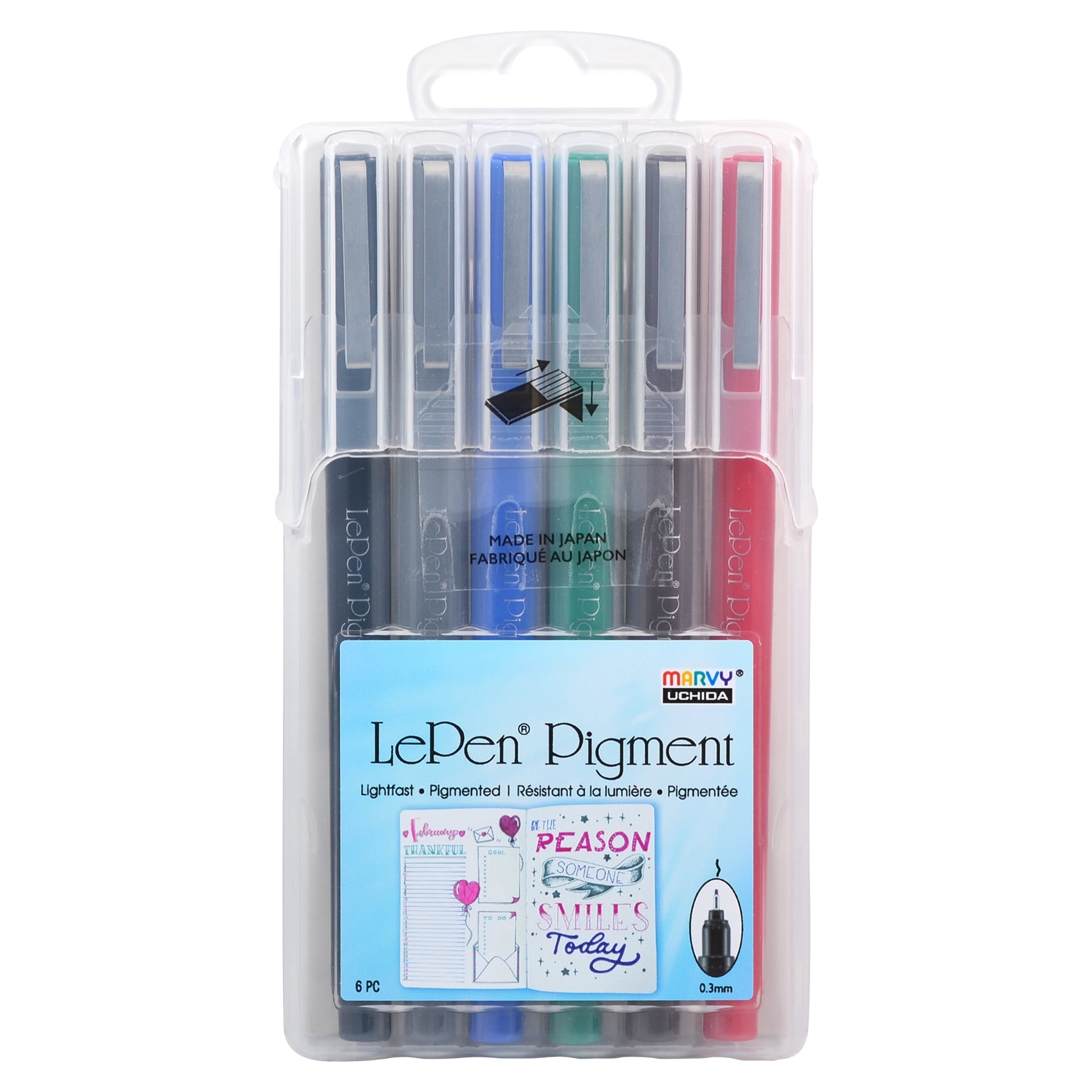 Marvy Uchida LePen Pigment Pens - Primary Colors, Set of 6 - Walmart.com