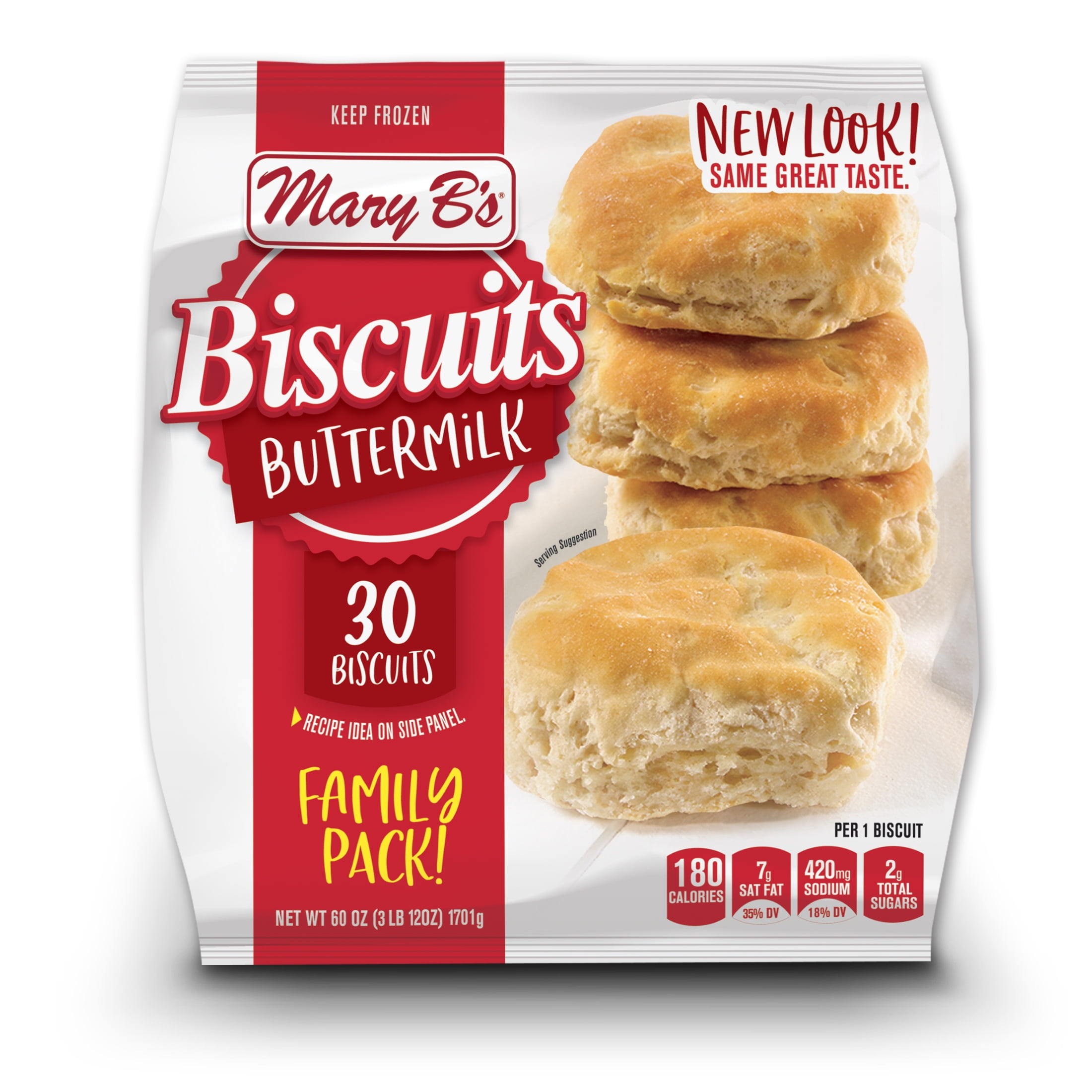 Mary B's Buttermilk Biscuits, 60 oz, 30 Count (Frozen) - Walmart.com