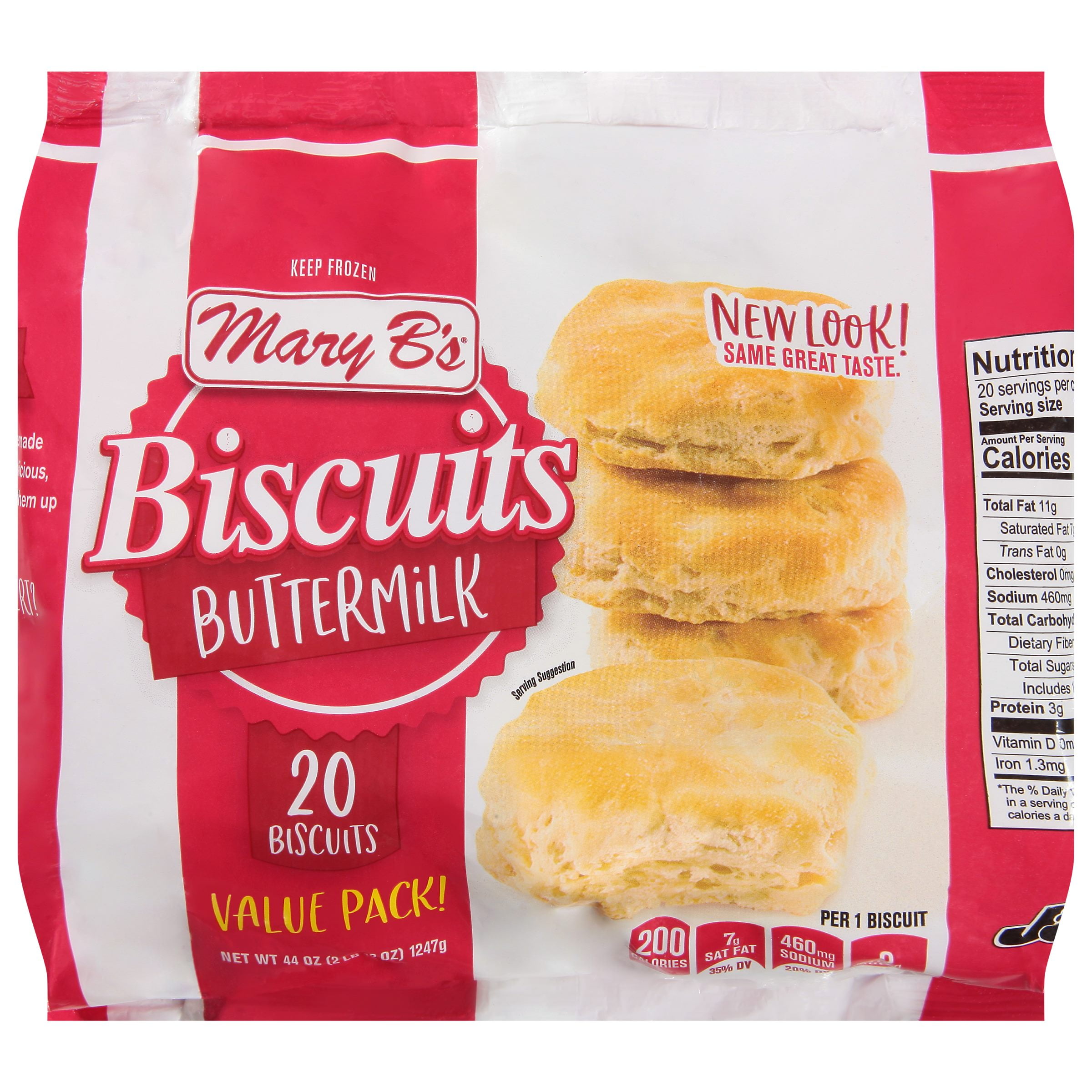 Mary B's Buttermilk Biscuits, Value Pack, 44 oz, 20 Count (Frozen ...