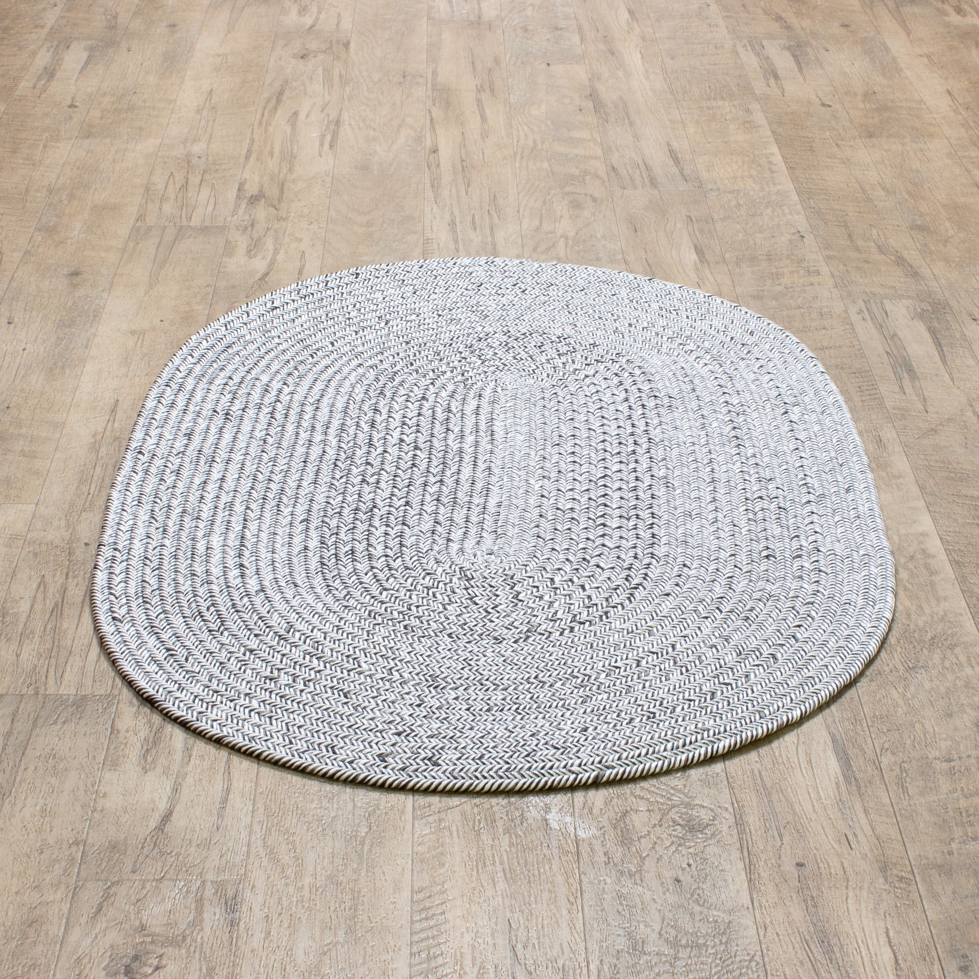 Mary Farmhouse Dark Gray / Light Gray Braided Area Rug 2' x 3' Oval ...