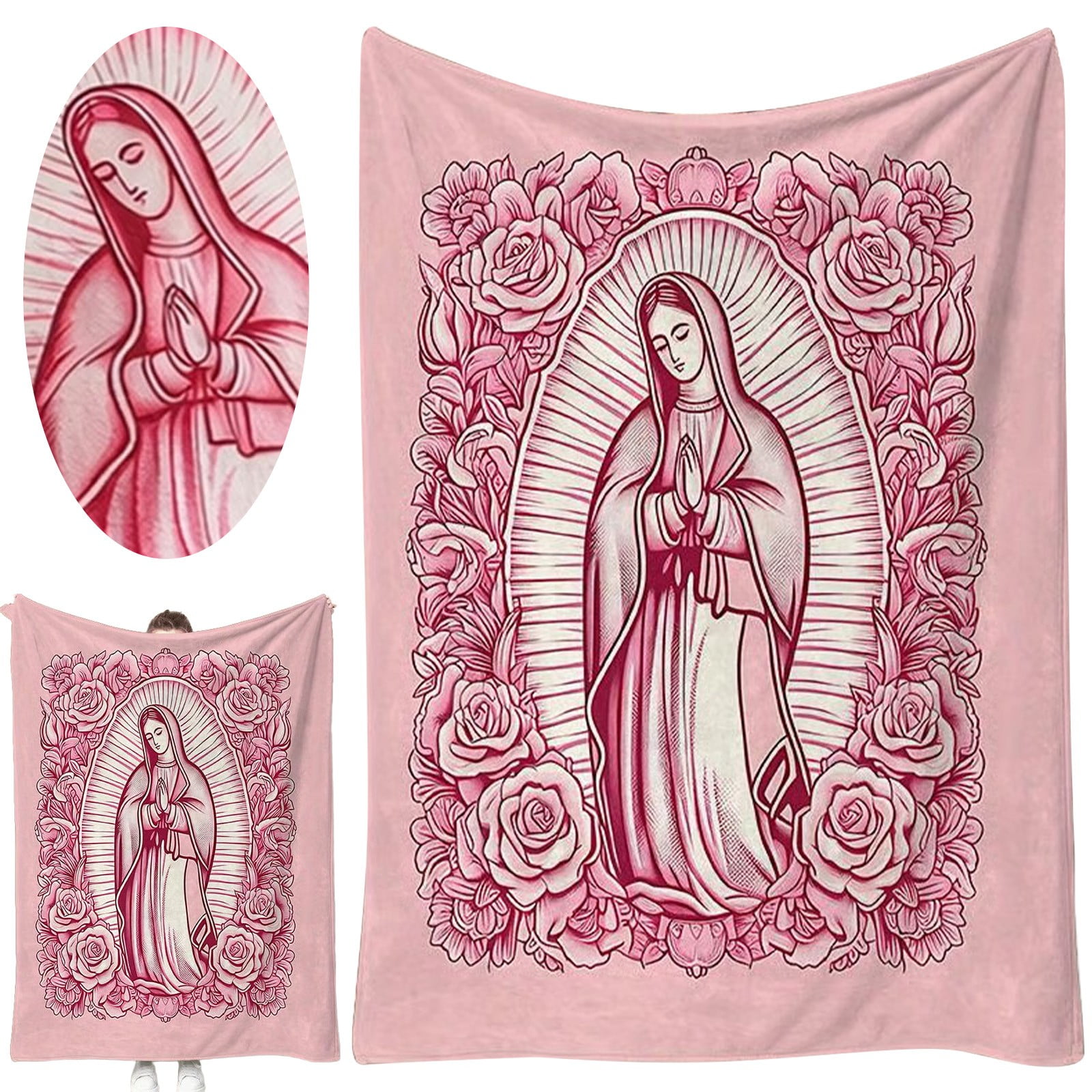 Mary Floral Blanket, Virgin of Guadalupe Blanket, Super Soft Velvet ...