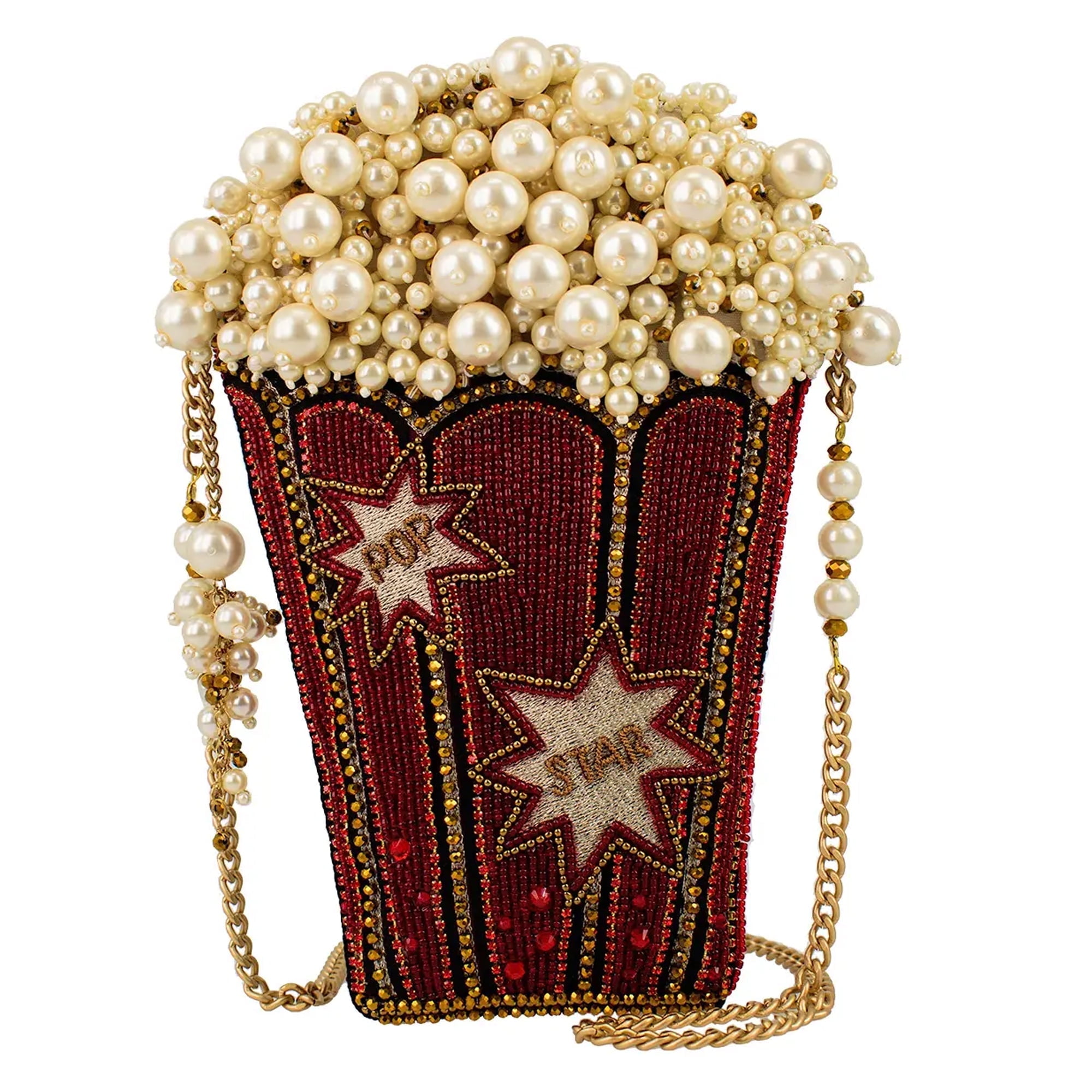 Mary Frances Movie Night Popcorn Bucket Pearl Red Handbag Crossbody Bag ...