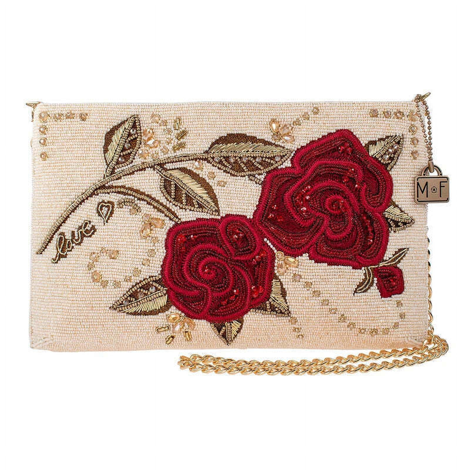 Mary Frances Roses Are Red Crossbody Clutch Handbag Embroidery Beige ...
