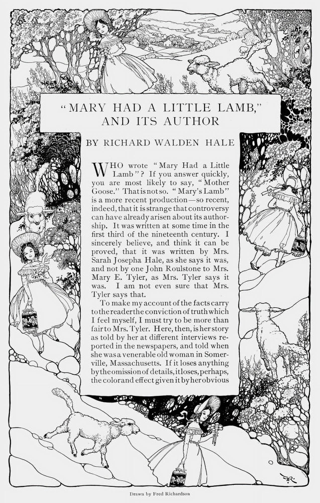 Mary Had A Little Lamb. Nornamental Drawing 1904 For Sarah Josepha Hale ...