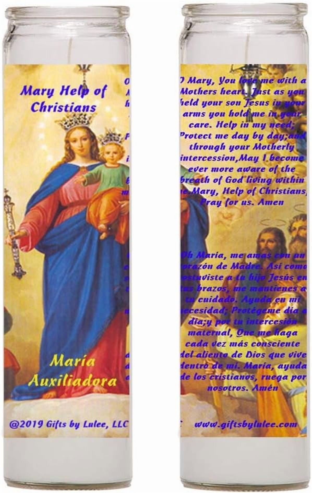 Mary Help of Christians Maria Auxiliadora Set of Two 2 Glass Candles ...