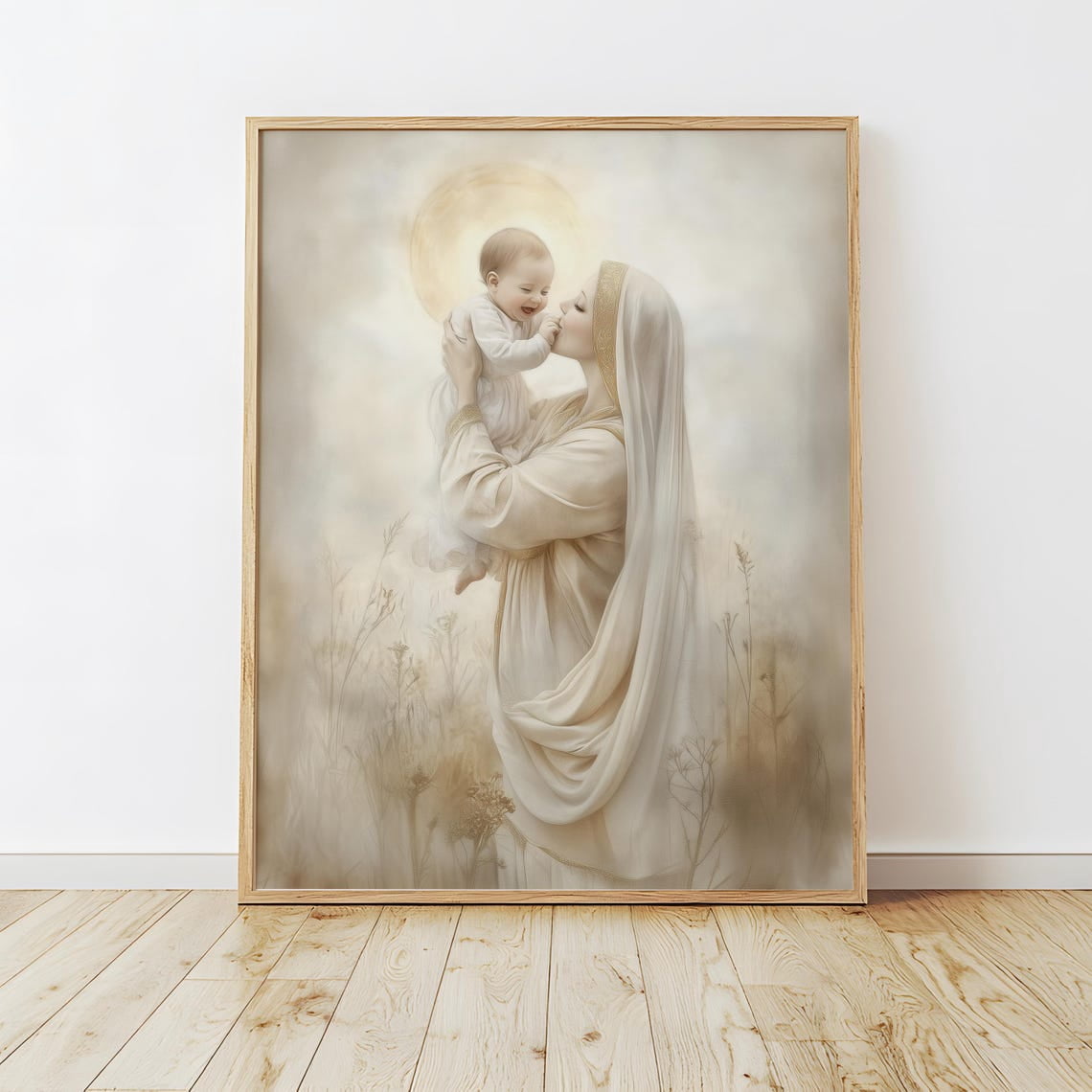 Mary Holding Baby Jesus Serene Christian Art Unframed Paper Print ...
