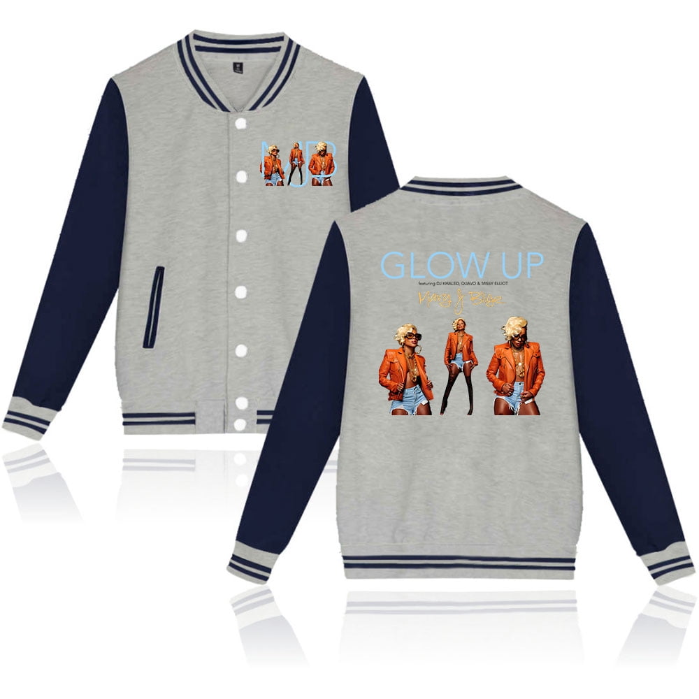 Mary J. Blige Merch Glow Up Logo Print Baseball Jacket Fashion Clothes ...