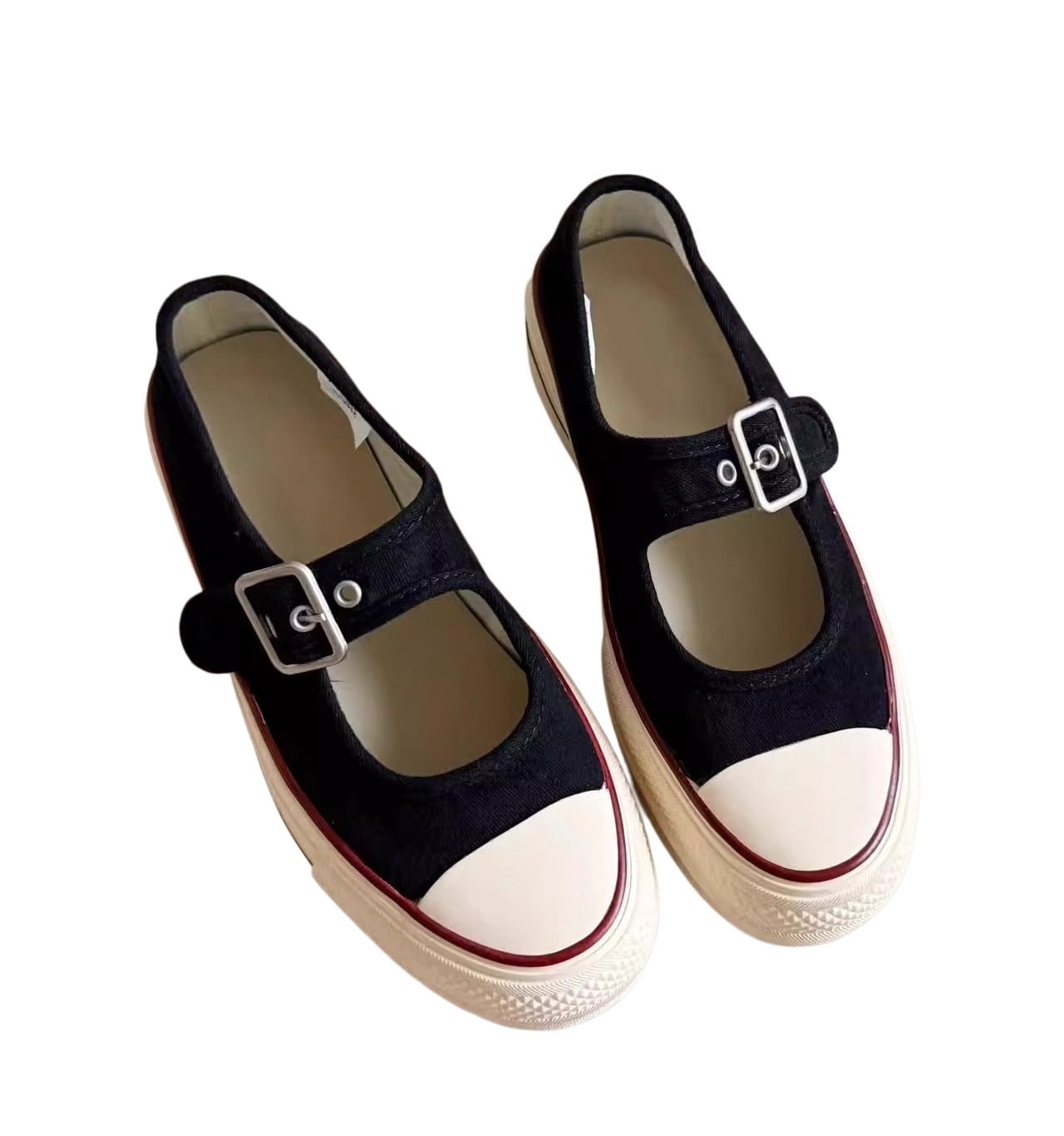 Mary Jane Canvas Shoes Women Buckle Strap Slip On Sneakers Casual Flat ...
