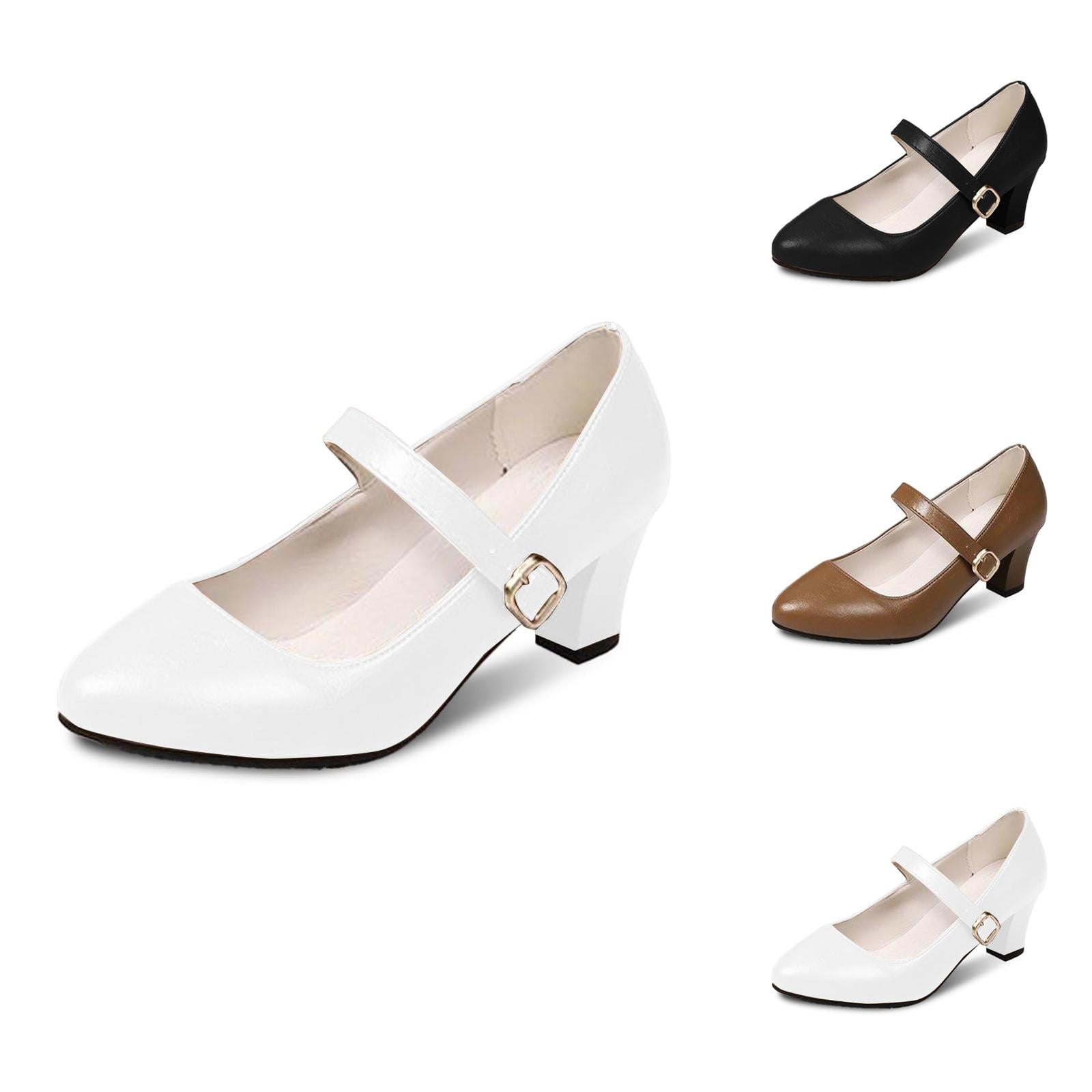 Mary Jane Pumps Closed Toe Low Short Chunky Block Dress Shoes For ...