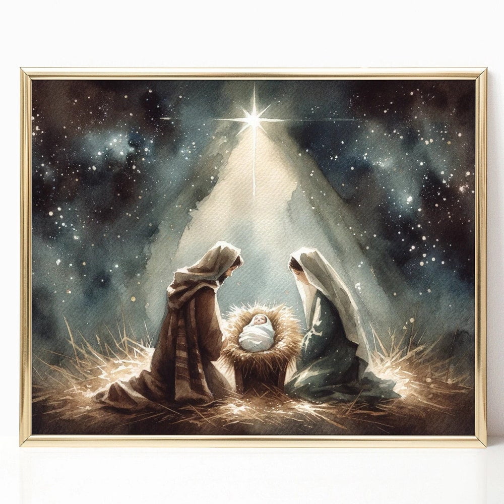 Mary & Joseph Birth Of Jesus Christ Print Christian Spiritual Poster ...