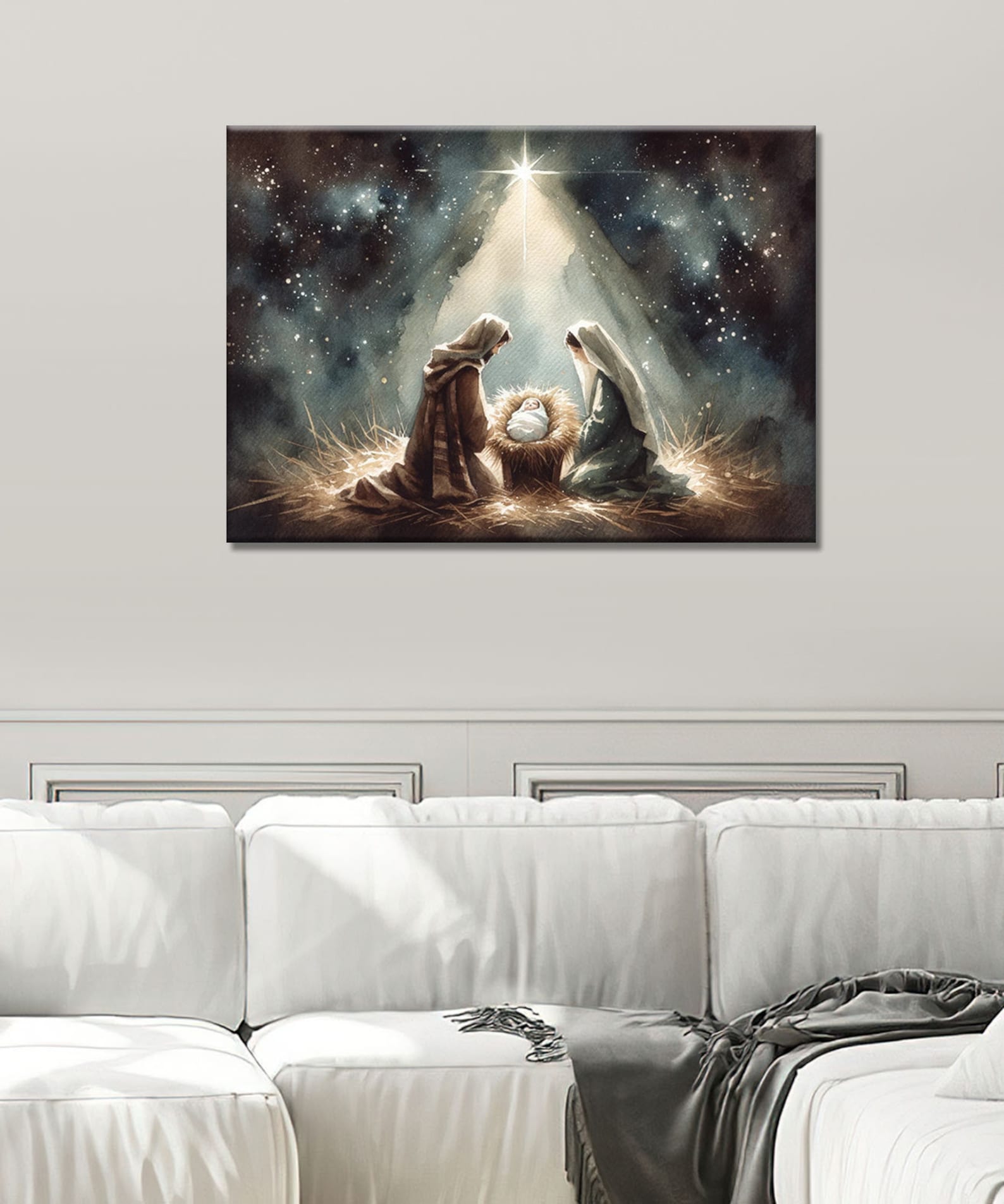 Mary & Joseph Birth of Jesus Christ Print Christian Spiritual Canvas ...