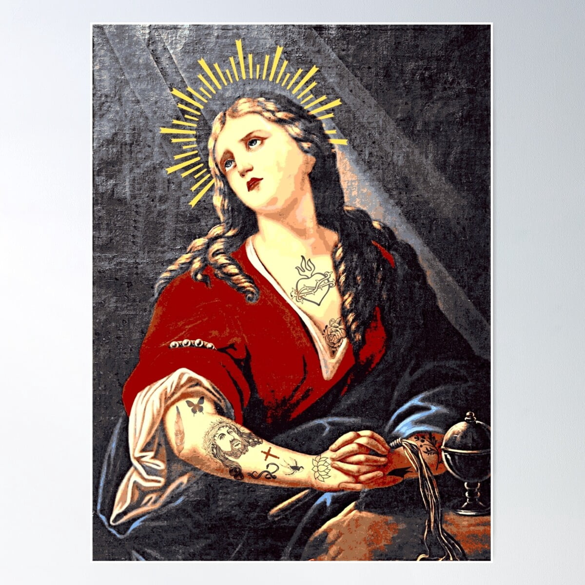 Mary Magdelene With Tattoos Poster Wall Art, Modern Wall Decor For ...
