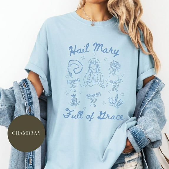 Mary Marian Catholic ® Tshirt, Virgin Mary Rosary Tee, Catholic S For ...