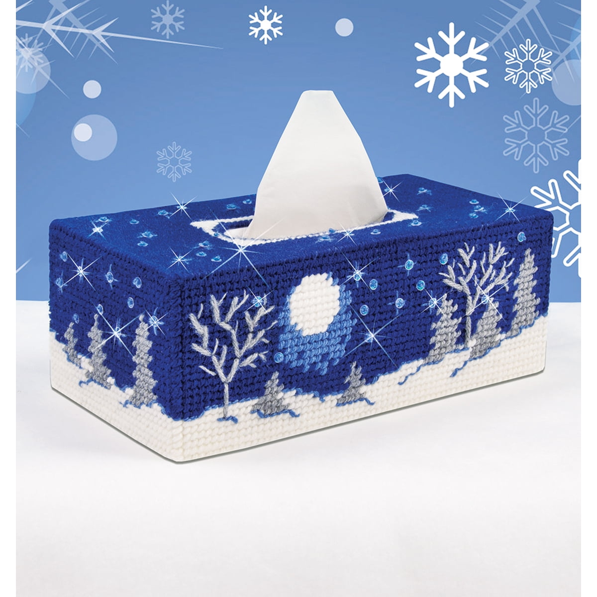 Mary Maxim Plastic Canvas Tissue Box Kit 4.5"X9"X3.5"-Starry Night (7 ...