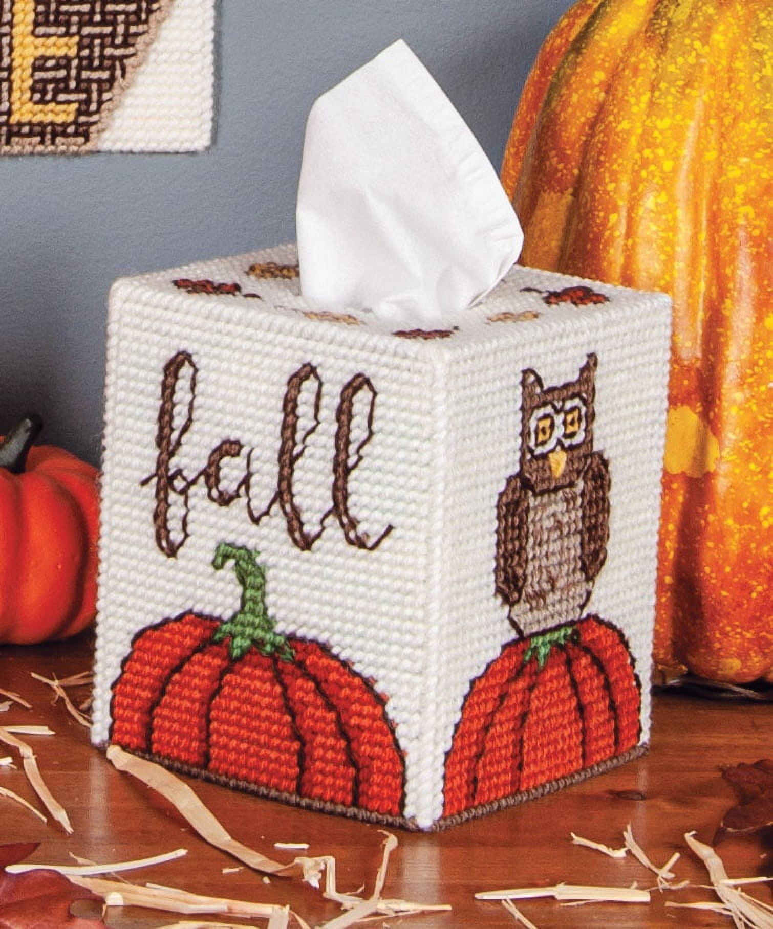Mary Maxim Plastic Canvas Tissue Box Kit 5"-Autumn Welcome (7 count ...