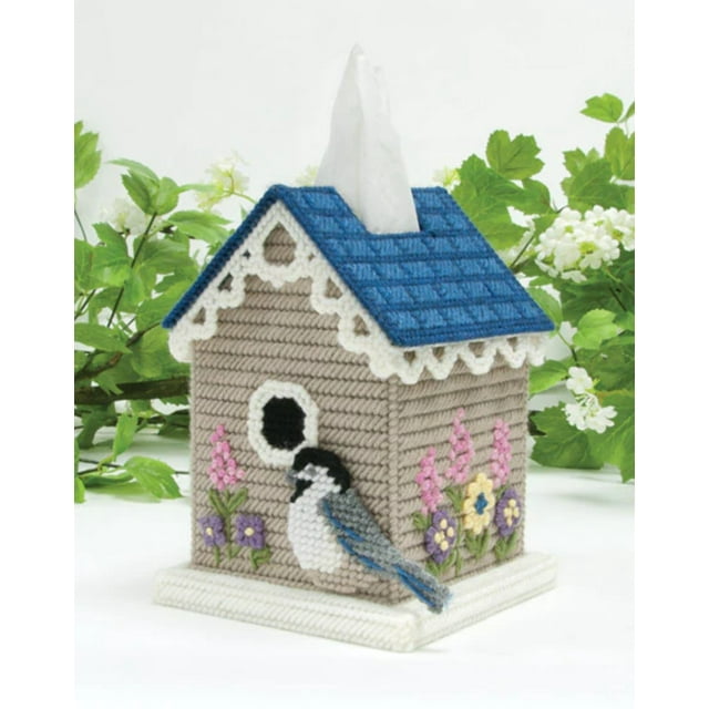 Mary Maxim Plastic Canvas Tissue Box Kit 5"-Birdhouse (7 Count ...
