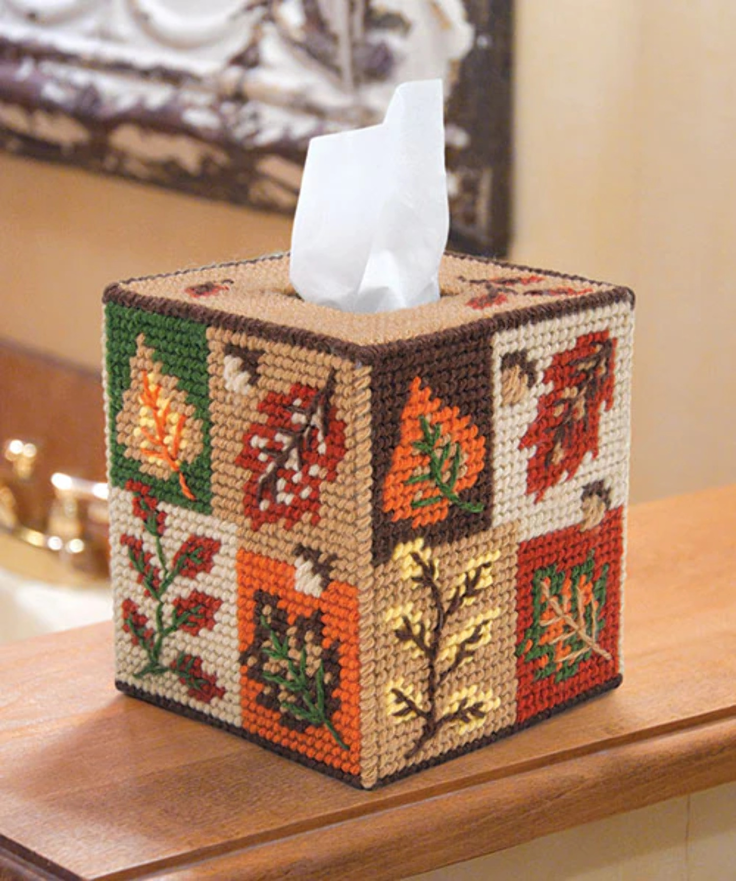 Mary Maxim Plastic Canvas Tissue Box Kit 5"-Fall Foliage (7 Count ...