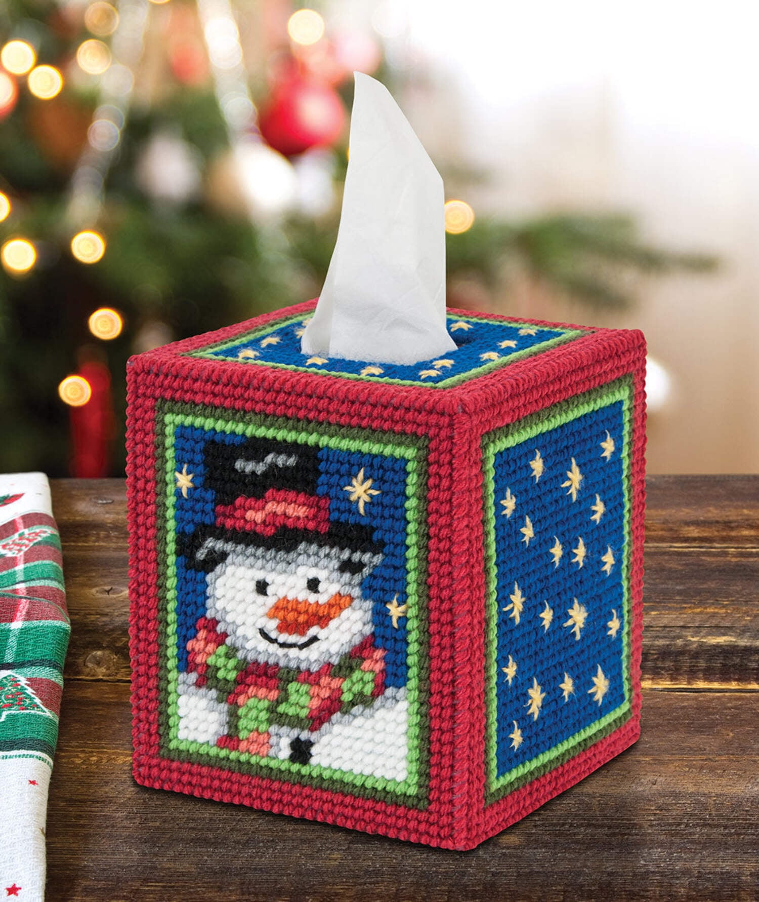 Mary Maxim Plastic Canvas Tissue Box Kit 5"-Starlight Snowman (7 Count ...