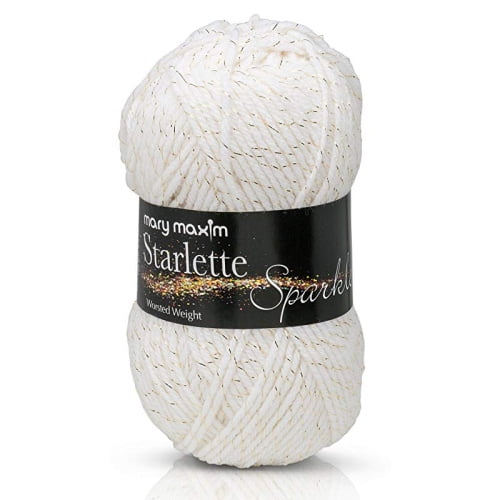 Mary Maxim Starlette Sparkle Yarn, White, 98% Acrylic 2% Polyester ...