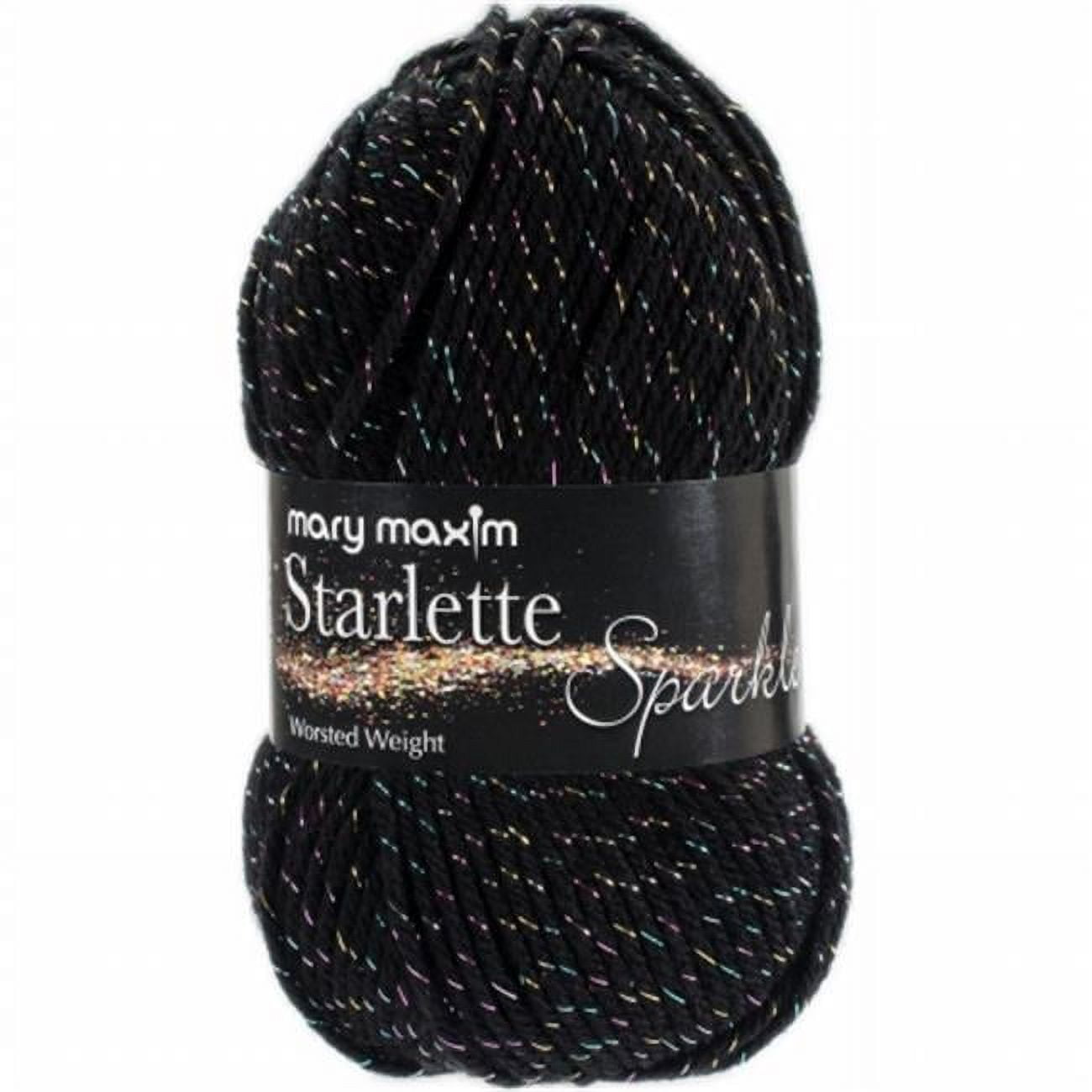 Mary Maxim Starlette Sparkle Acrylic Yarn, Craft Material, Black ...