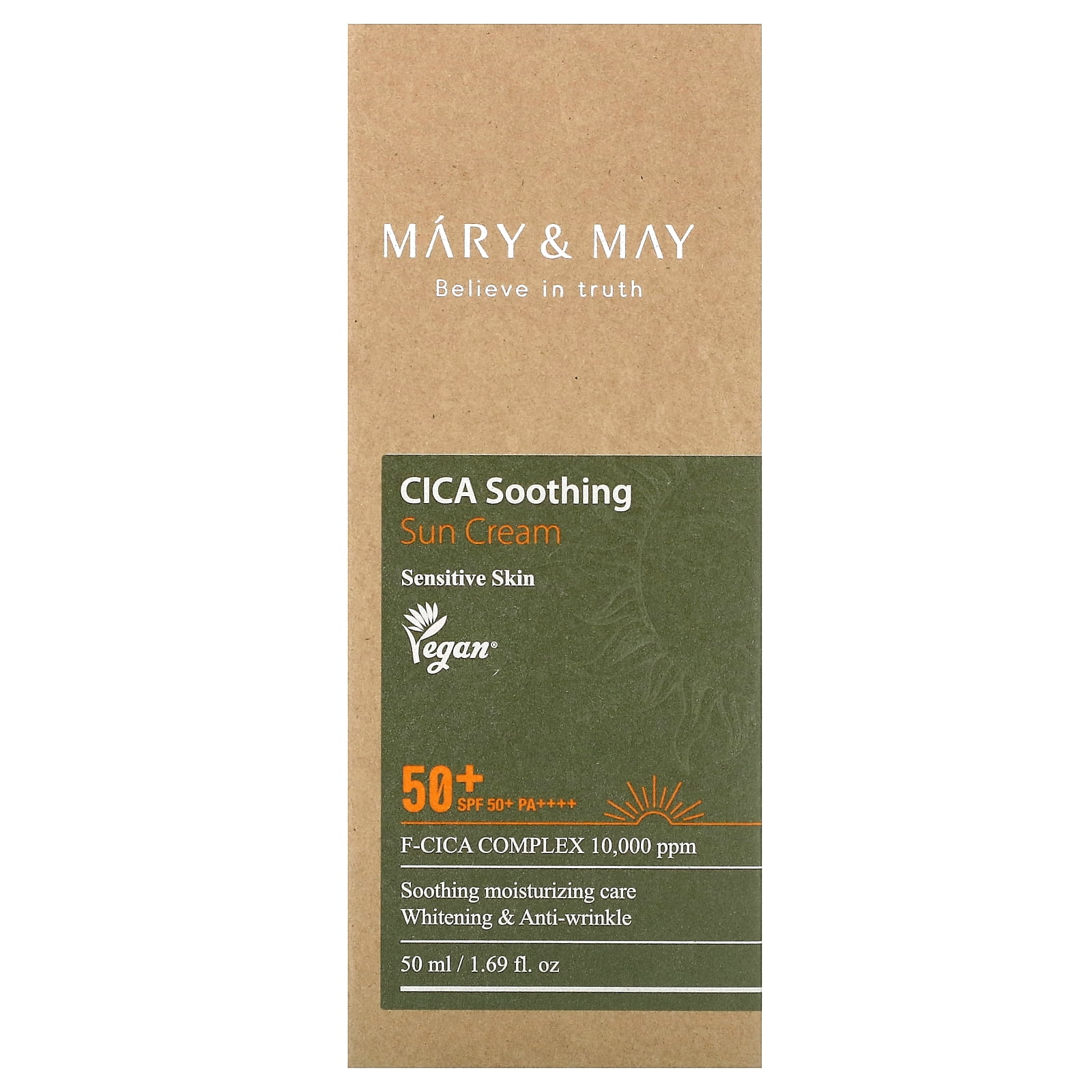 Mary & May CICA Soothing Sun Cream, Sensitive Skin, SPF 50+ PA++++, 1. ...