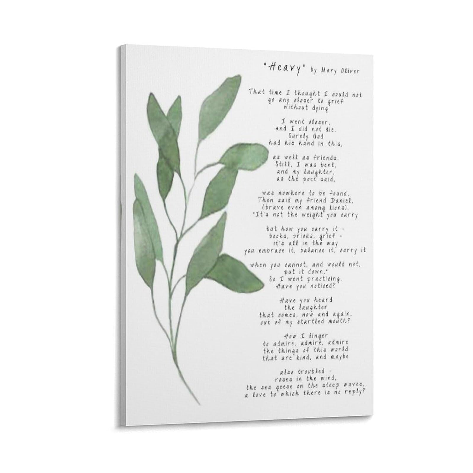 Mary Oliver Poetry Gift Poster Canvas Wall Art Print For Room Aesthetic ...