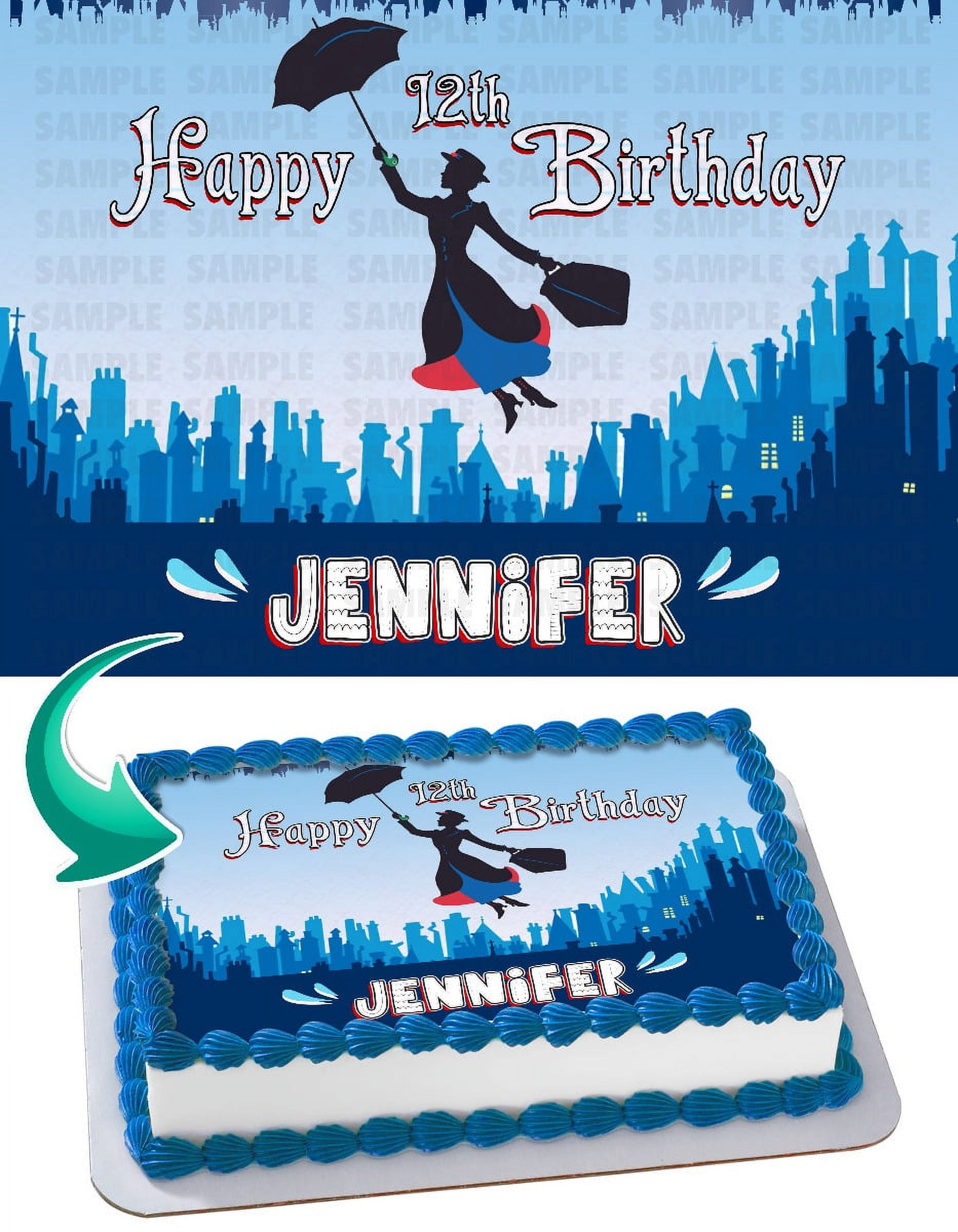 Mary Poppins - Edible Cake Topper - 11.7 x 17.5 Inches 1/2 Sheet ...