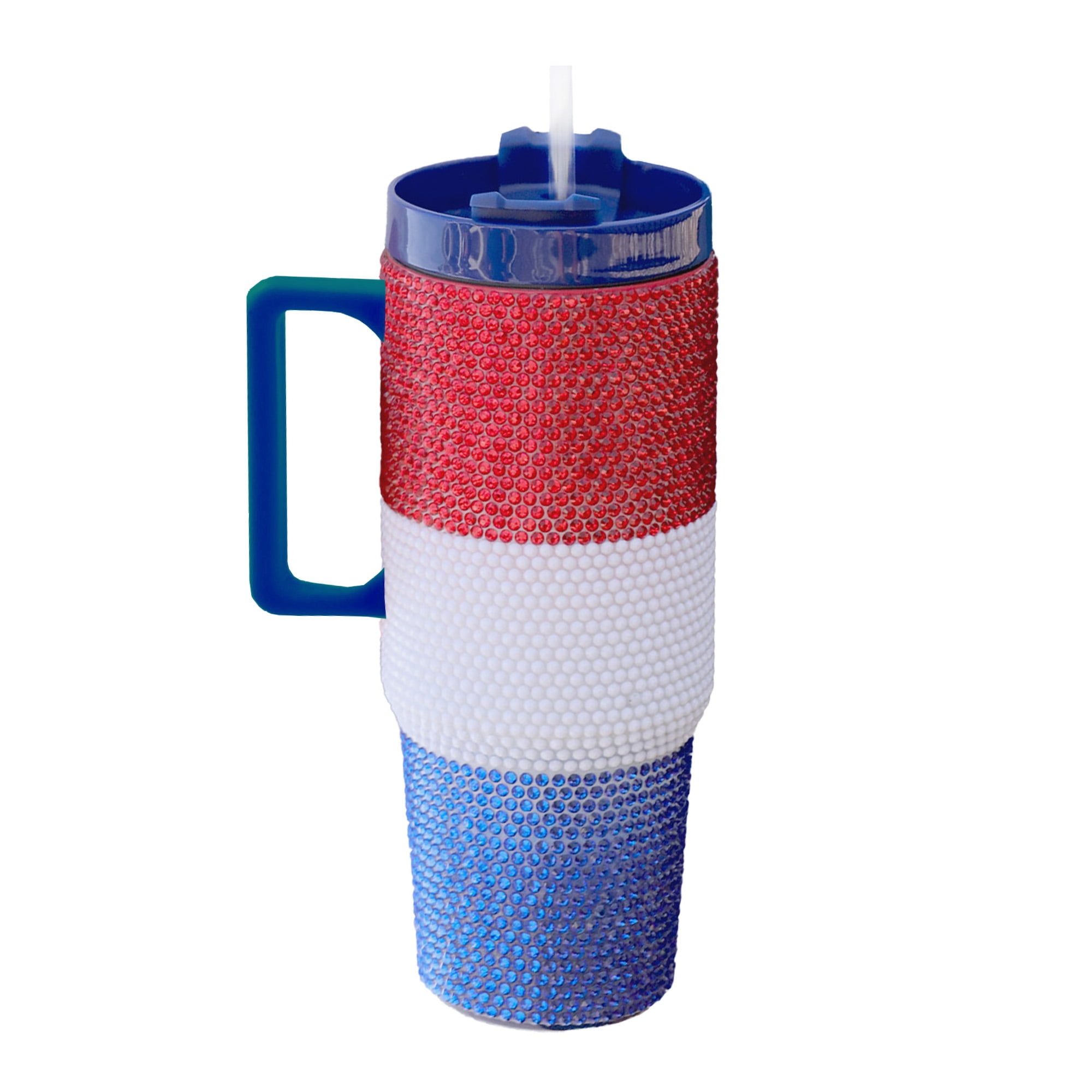 Mary Square Glitzy Red White and Blue Color Block 30 ounce Stainless ...