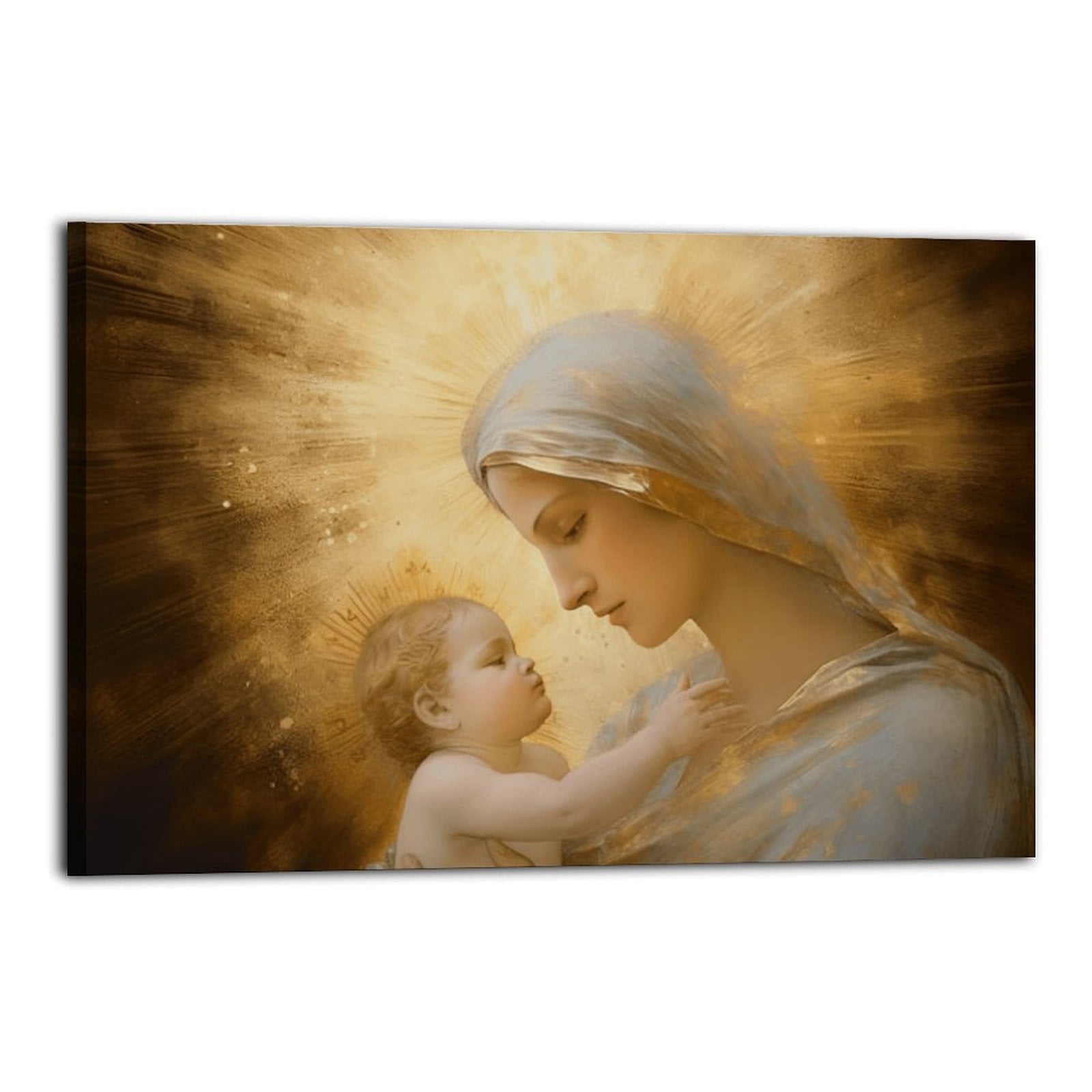 Mary The Blessed Virgin Poster Wrapped Wooden Frame Wall Decor,,Canvas ...