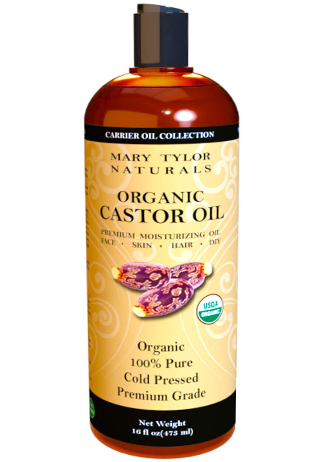 Mary Tylor Naturals Organic Castor Oil 16 Oz — Usda Certified Cold