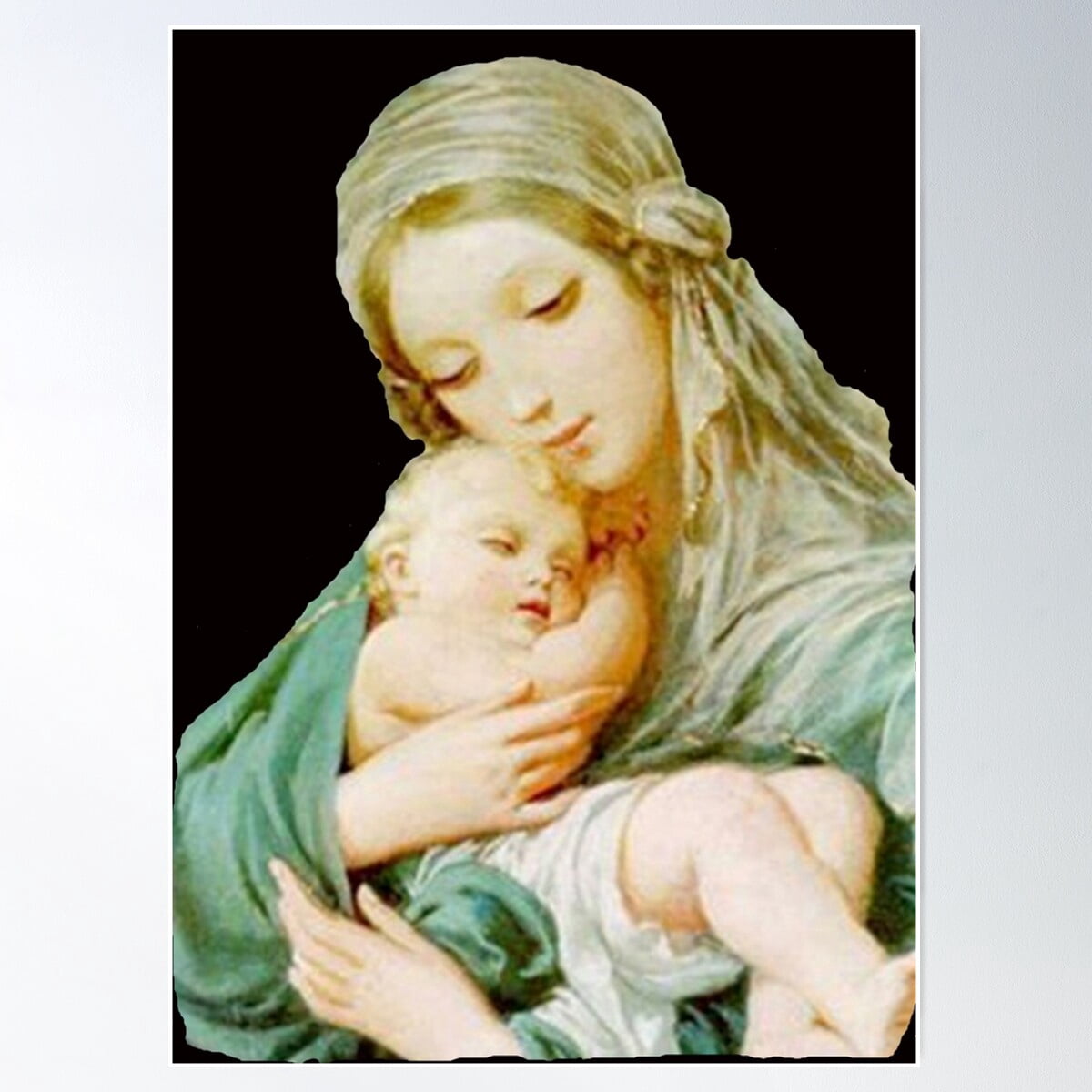 Mary With Baby Jesus Sleeping In Her Arms 2 Poster Wall Art, Modern ...