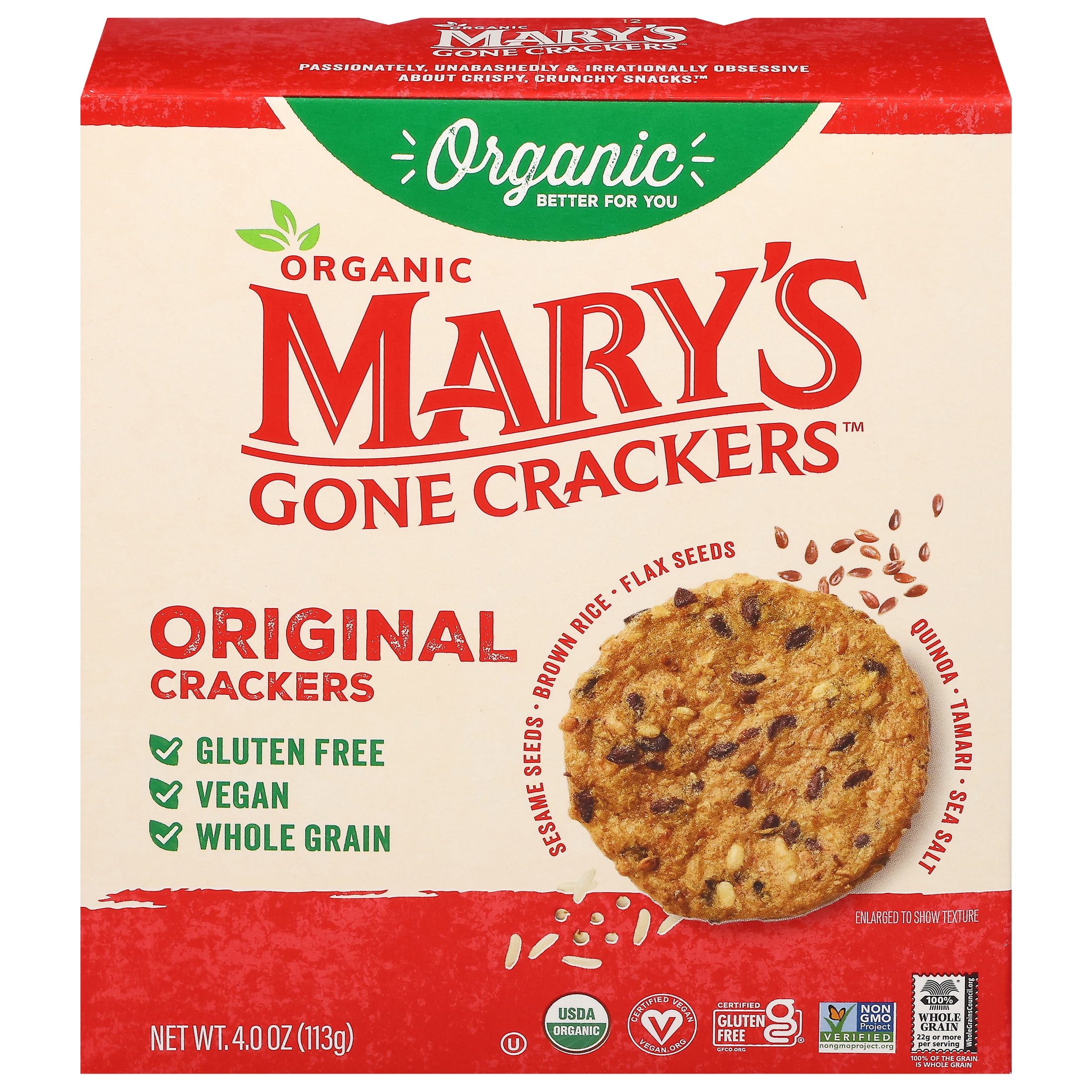 Mary's Gone Crackers Organic Original Crackers, 4 oz - Walmart.com