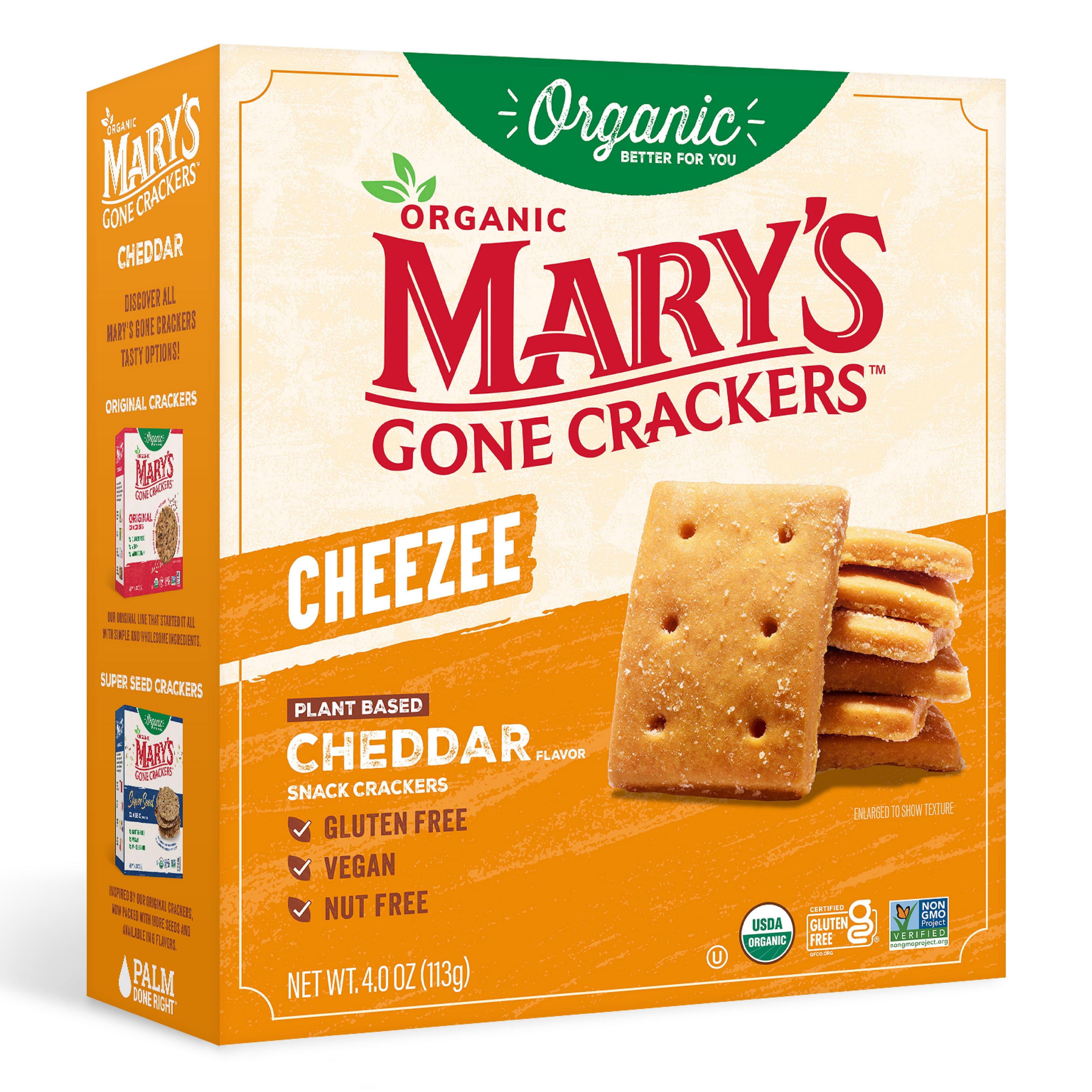 Mary’s Gone Crackers Cheezee Organic, Vegan Cheddar Crackers, 4 oz ...