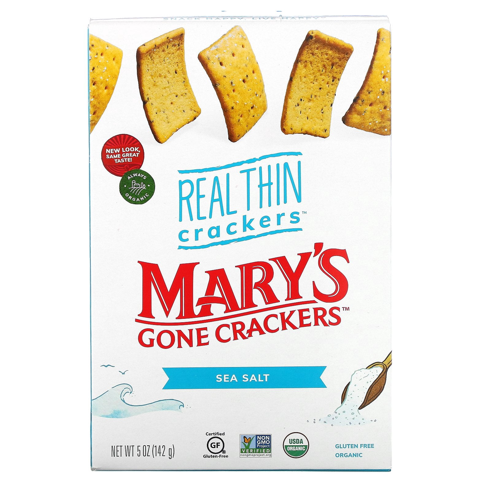 Mary's Gone Crackers, Real Thin Crackers, Sea Salt, 5 oz (142 g)(Pack ...