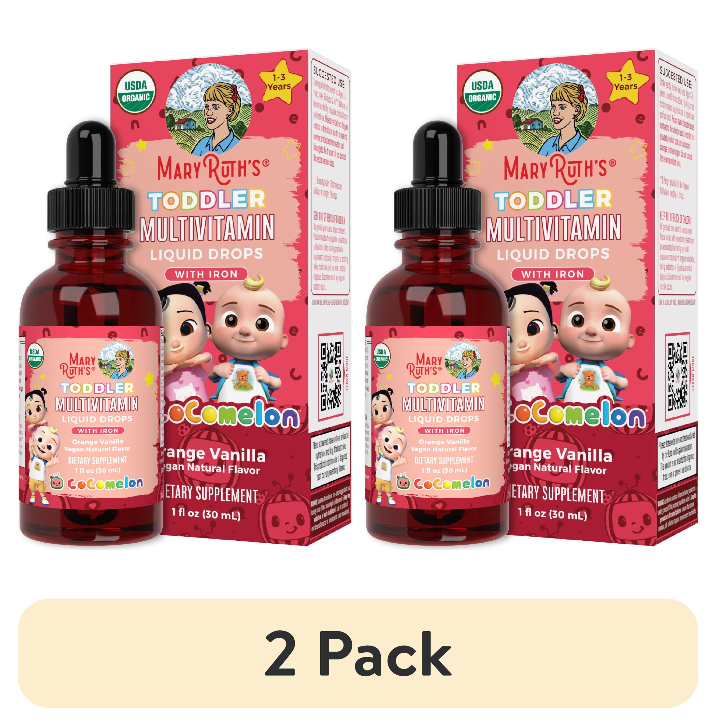 (2 pack) MaryRuth's Toddler Multivitamin Liquid Drops, Organic, 1 fl oz ...