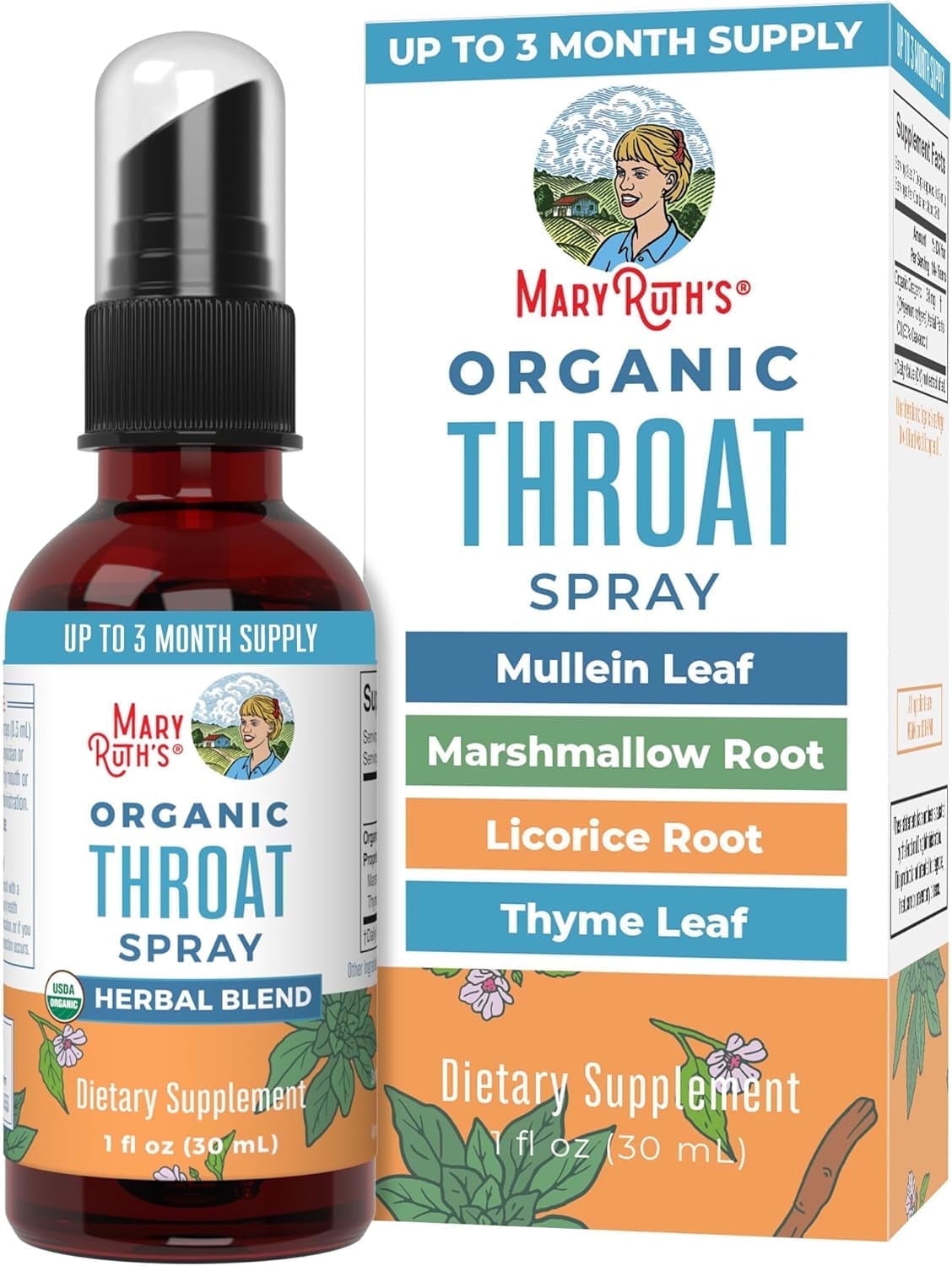 MaryRuth's Herbal Throat Spray with Marshmallow, Mullein, Thyme ...