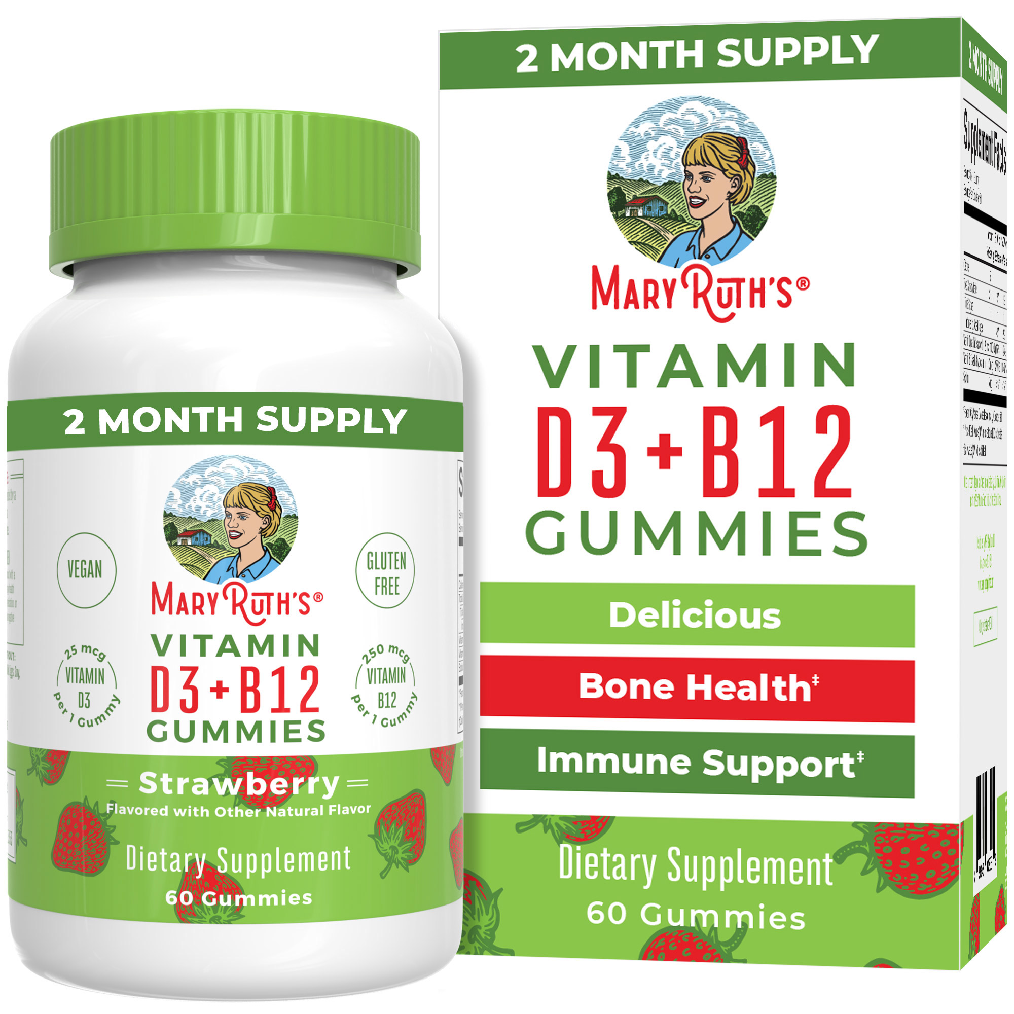 MaryRuth Organics | Vitamin D3 + B12 Gummies | Bone Health & Immune Support | Sugar Free, Vegan ...