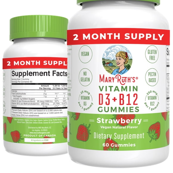 MaryRuth Organics | Vitamin D3 + Vitamin B12 for Adults & Kids | Bone ...