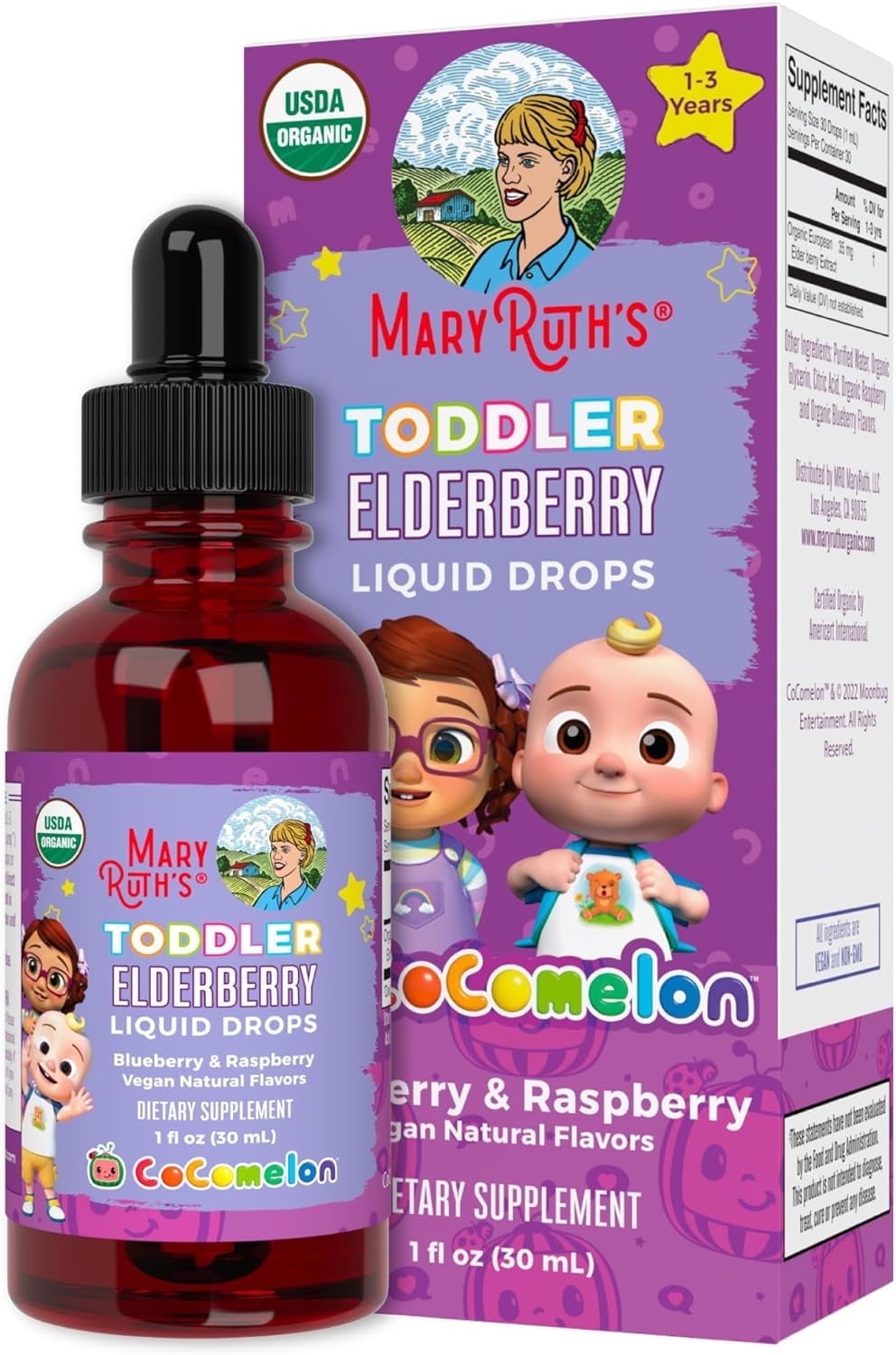 MaryRuth's Coco Toddler Elderberry Drops, Blueberry Raspberry Flavor ...