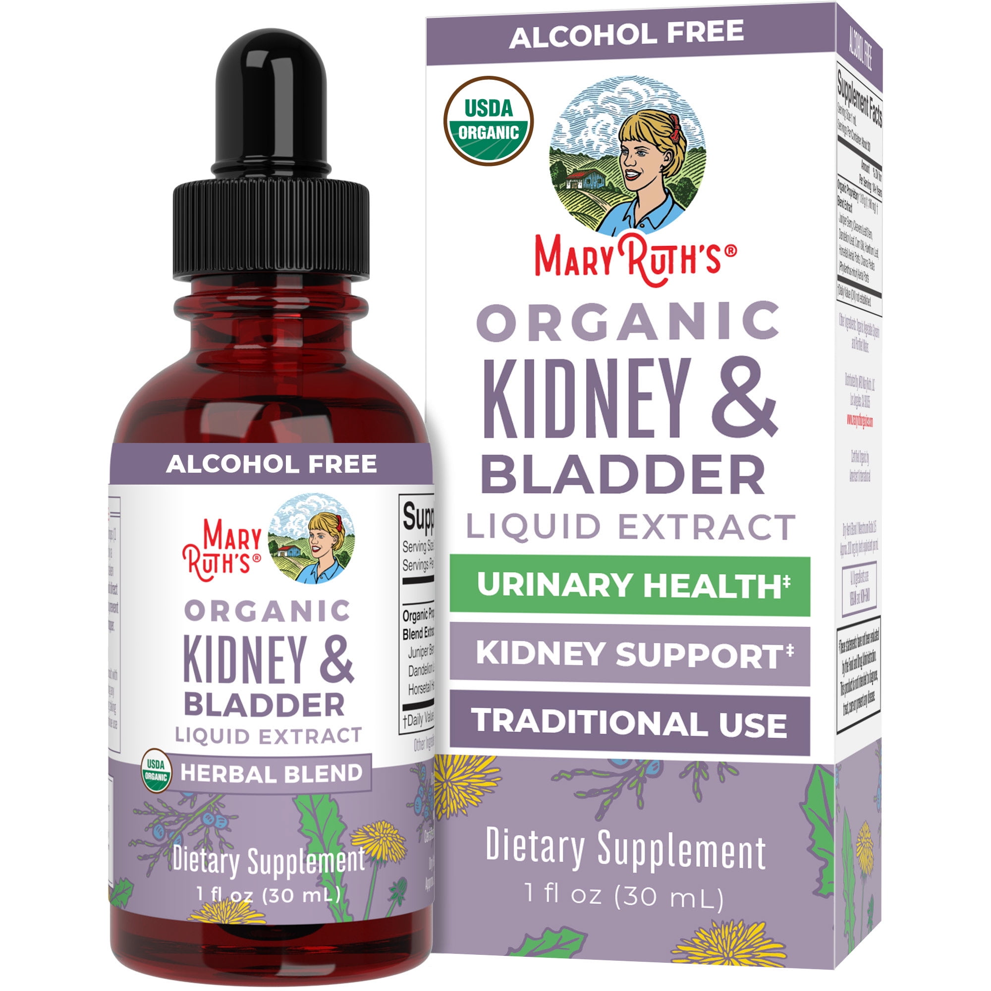 MaryRuth Organics Kidney & Bladder Herbal Supplement, Juniper Berry, 1 ...
