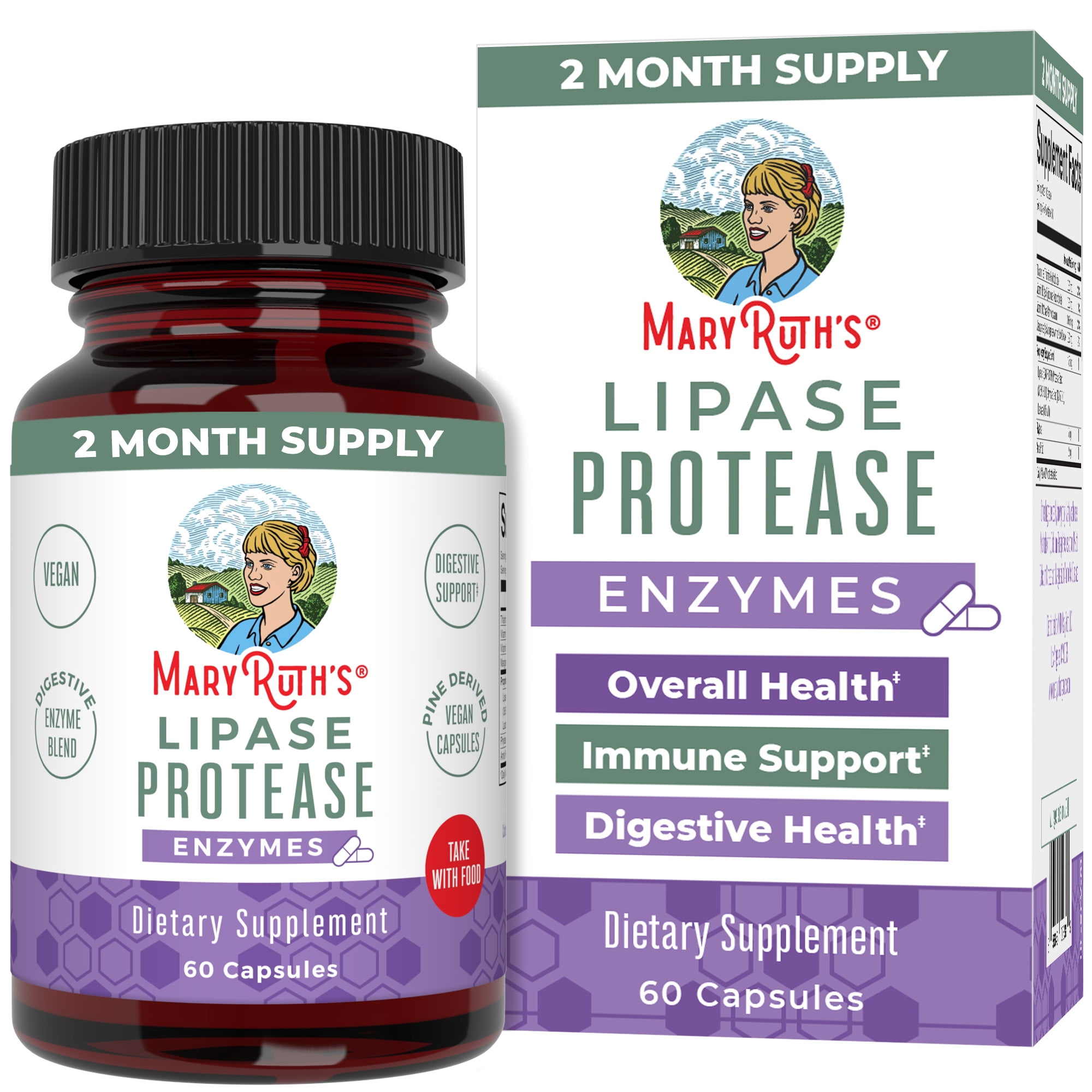 MaryRuth Organics Lipase Digestive Enzymes Capsules, 60 ct, Fats and ...