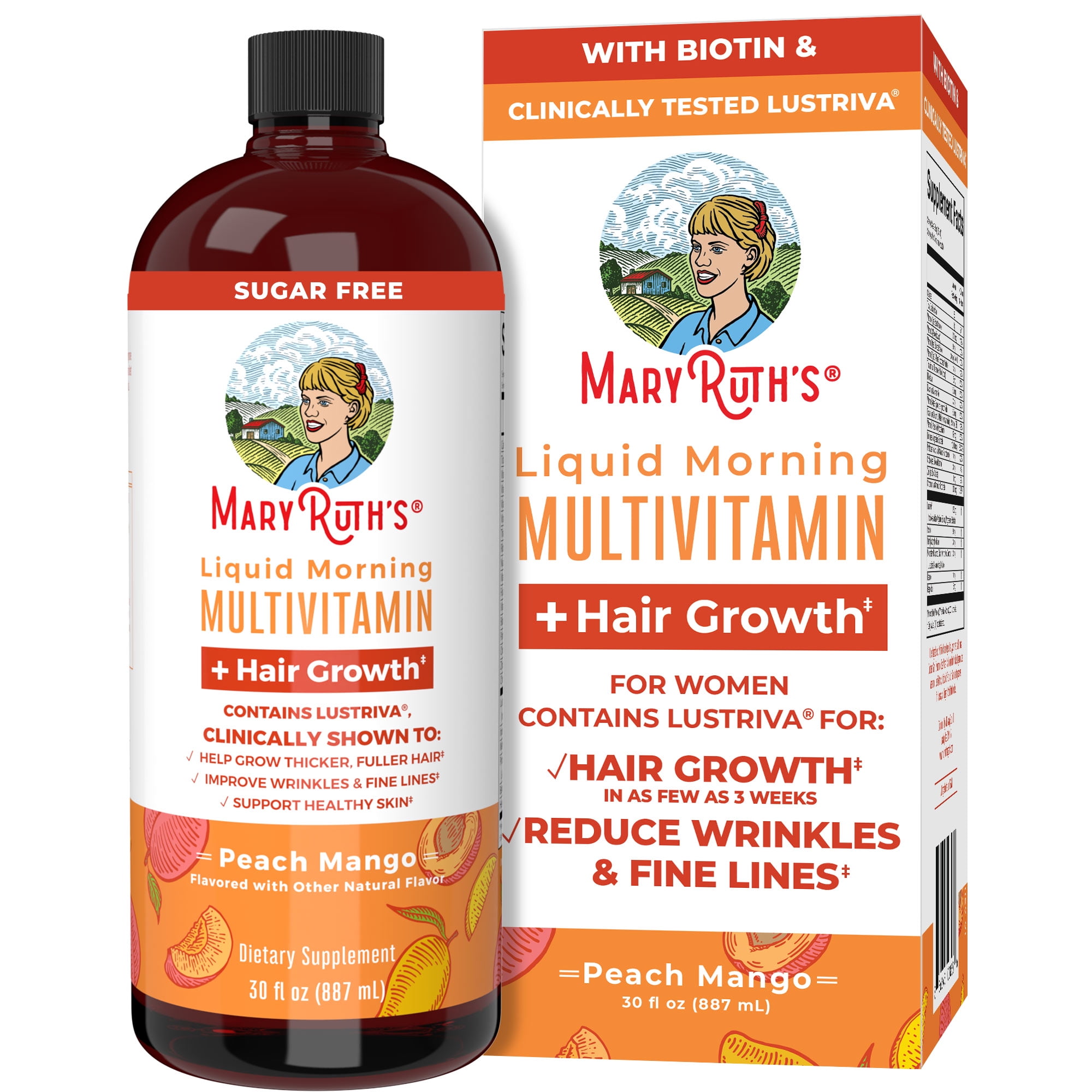 MaryRuth's Vegan Multivitamin + Lustriva for Hair Growth, Skin Health ...