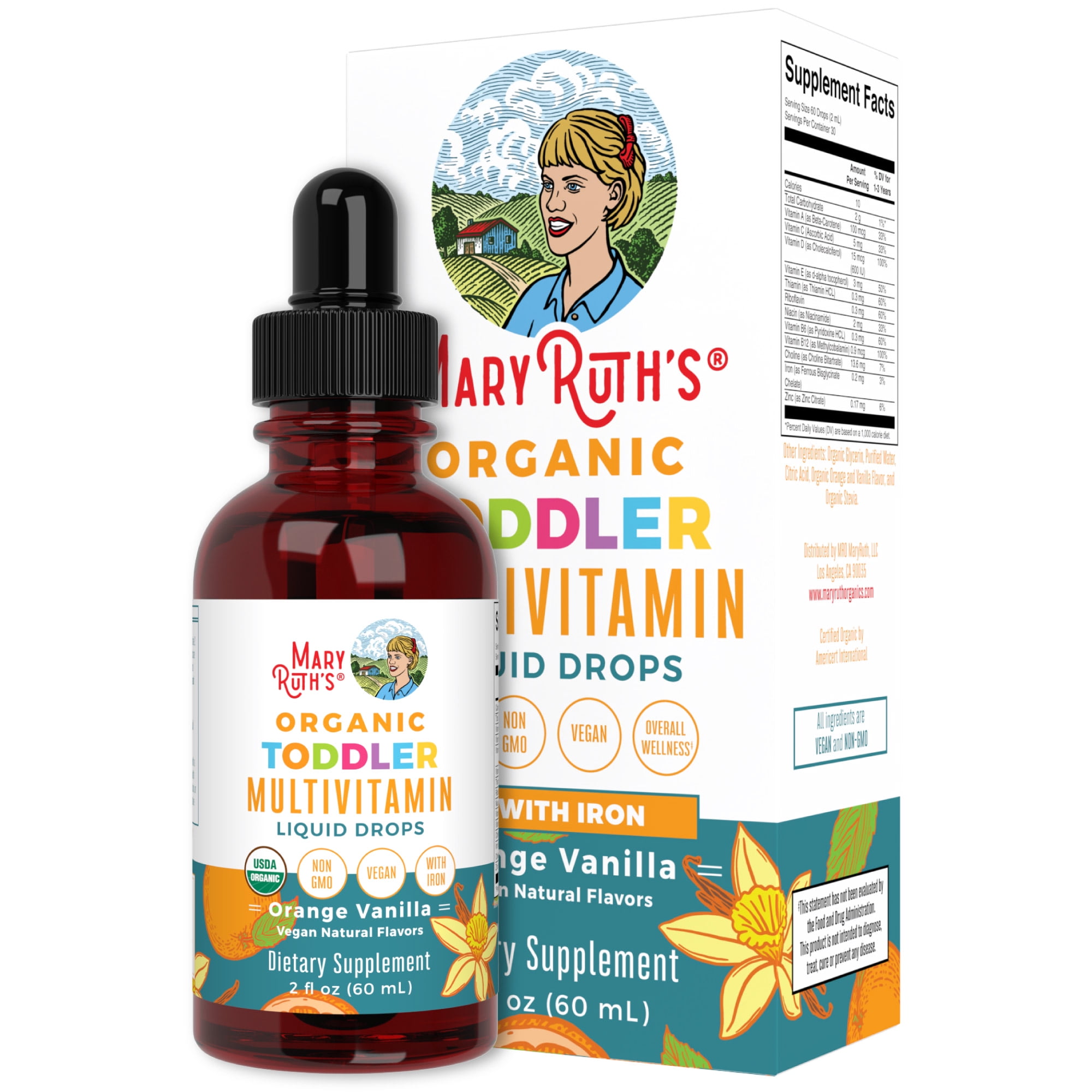 MaryRuth's | Organic Toddler Multivitamin Liquid Drops with Iron ...