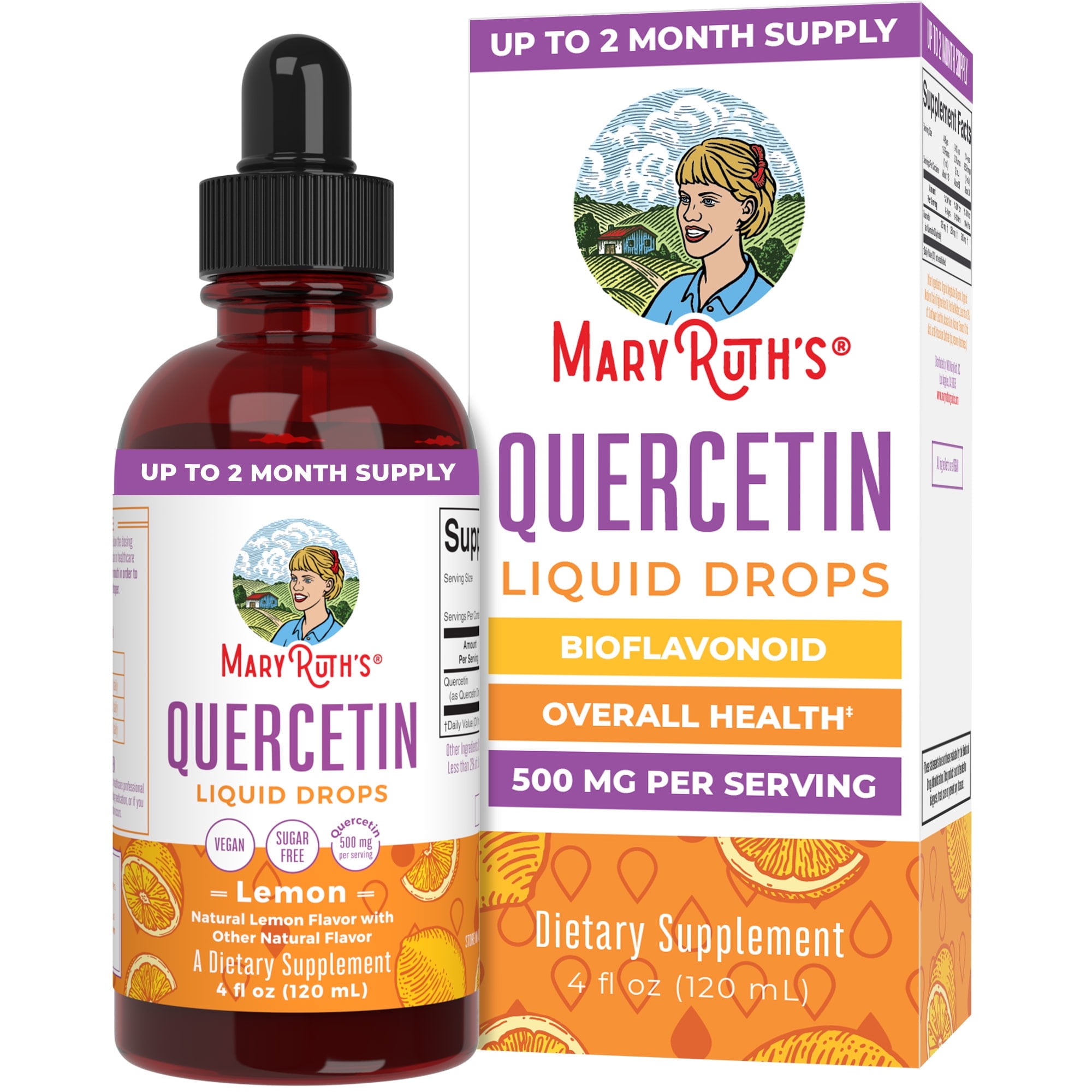 MaryRuth Organics Quercetin Liquid Drops, Lemon Flavor, Supports ...