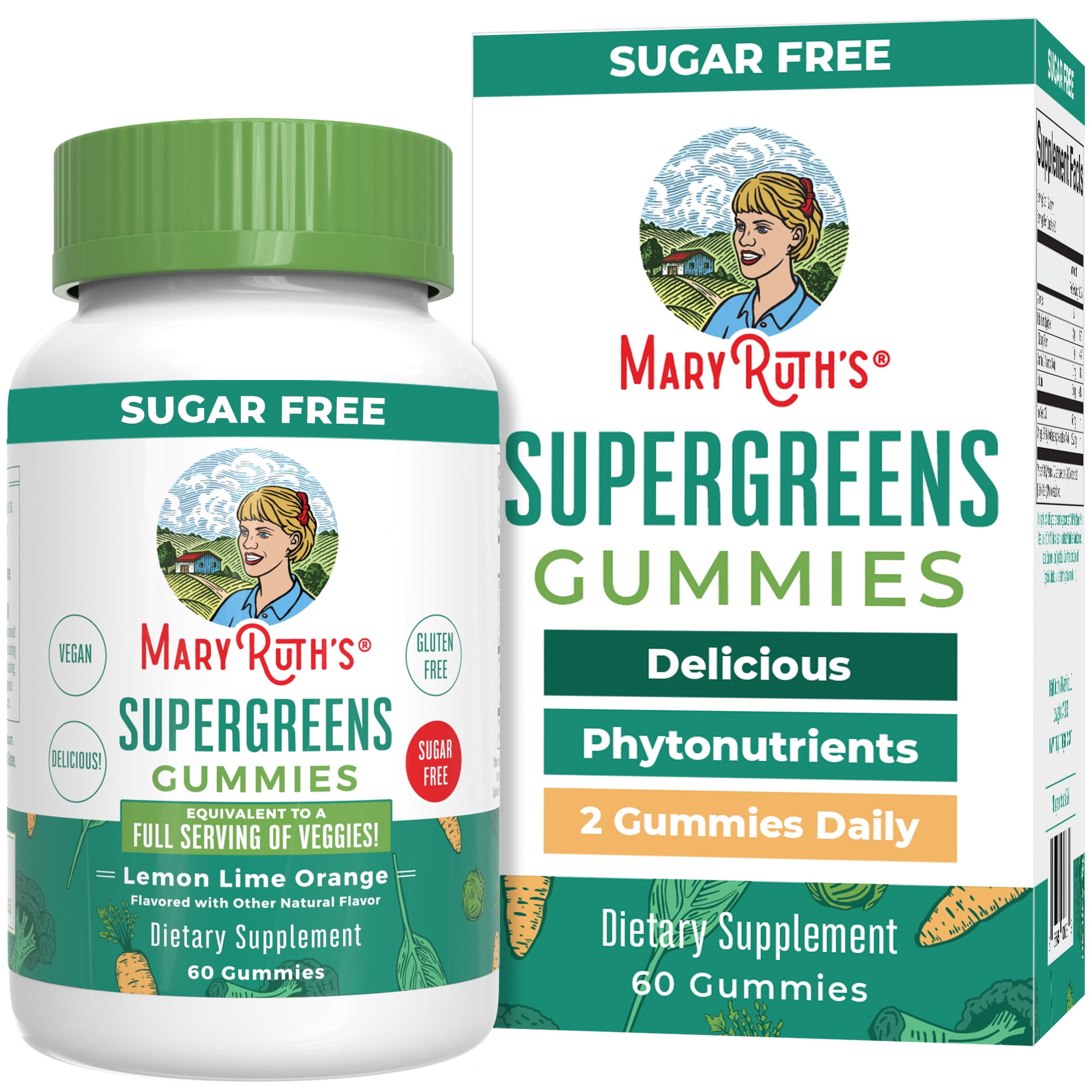 MaryRuth's | Supergreens Gummies Veggie Supplement | Lemon-Lime Orange ...